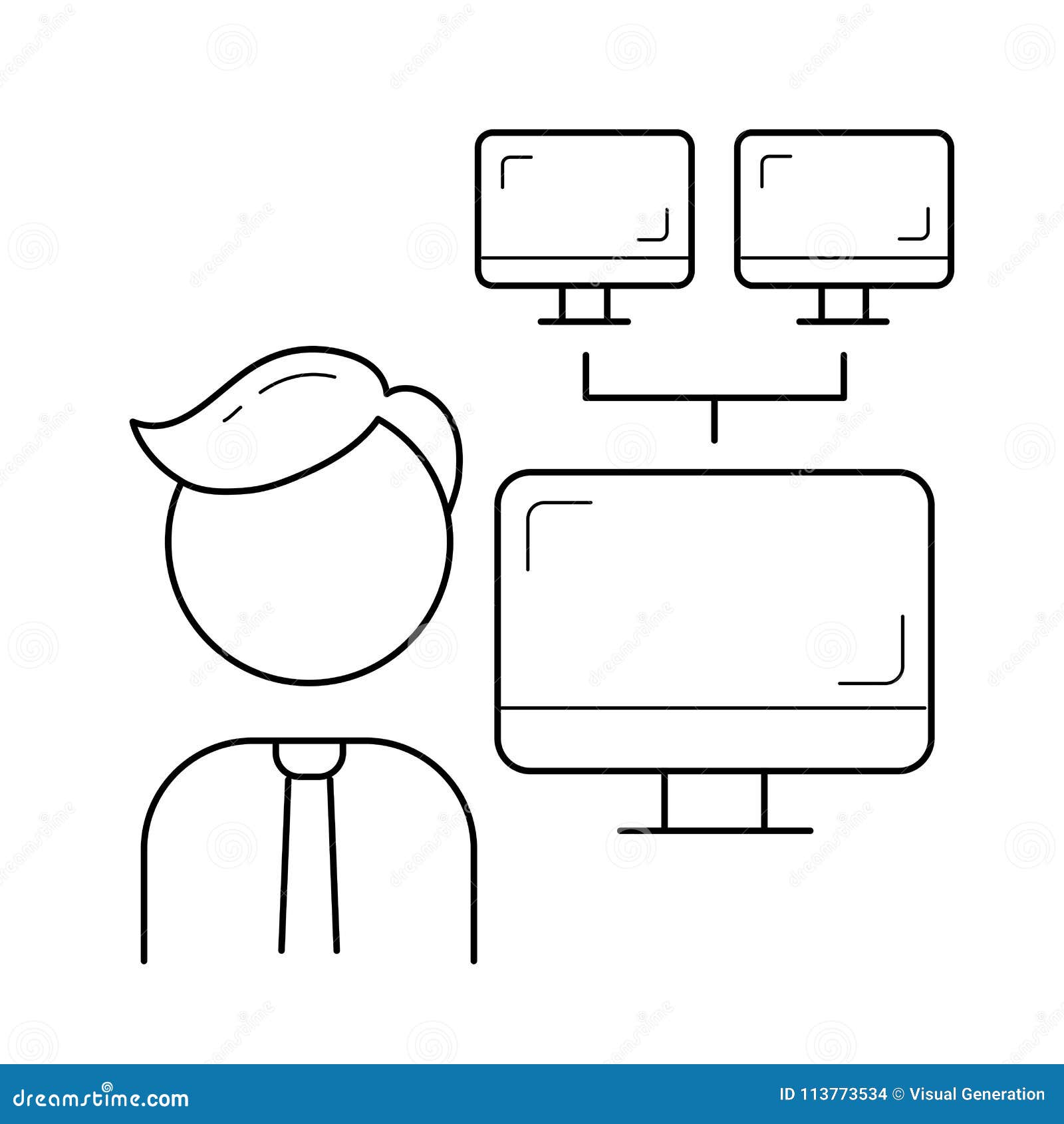 Conferencing line icon. stock vector. Illustration of drawing - 113773534