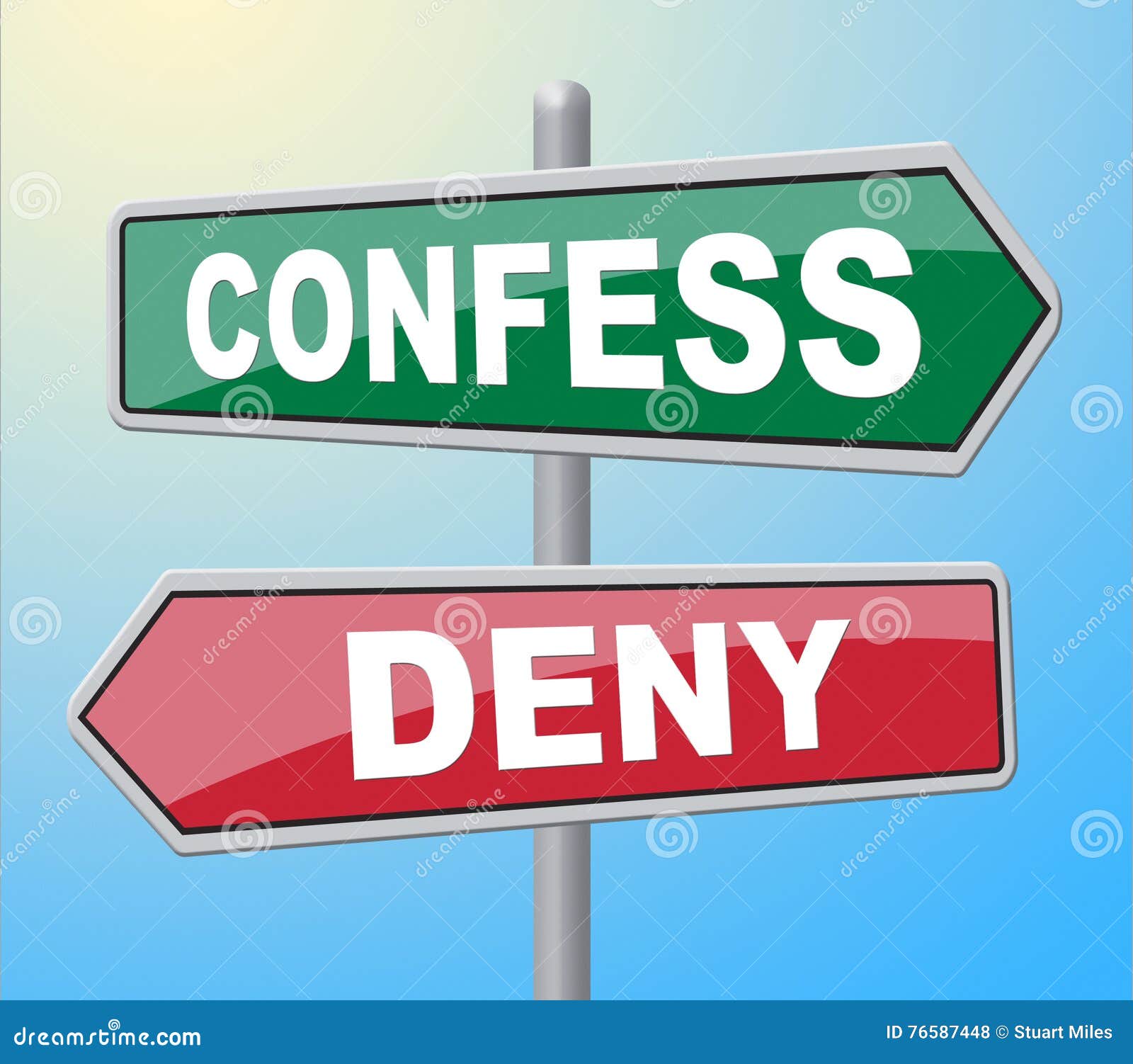 Confess Deny Represents Taking Responsibility and Admission Stock ...