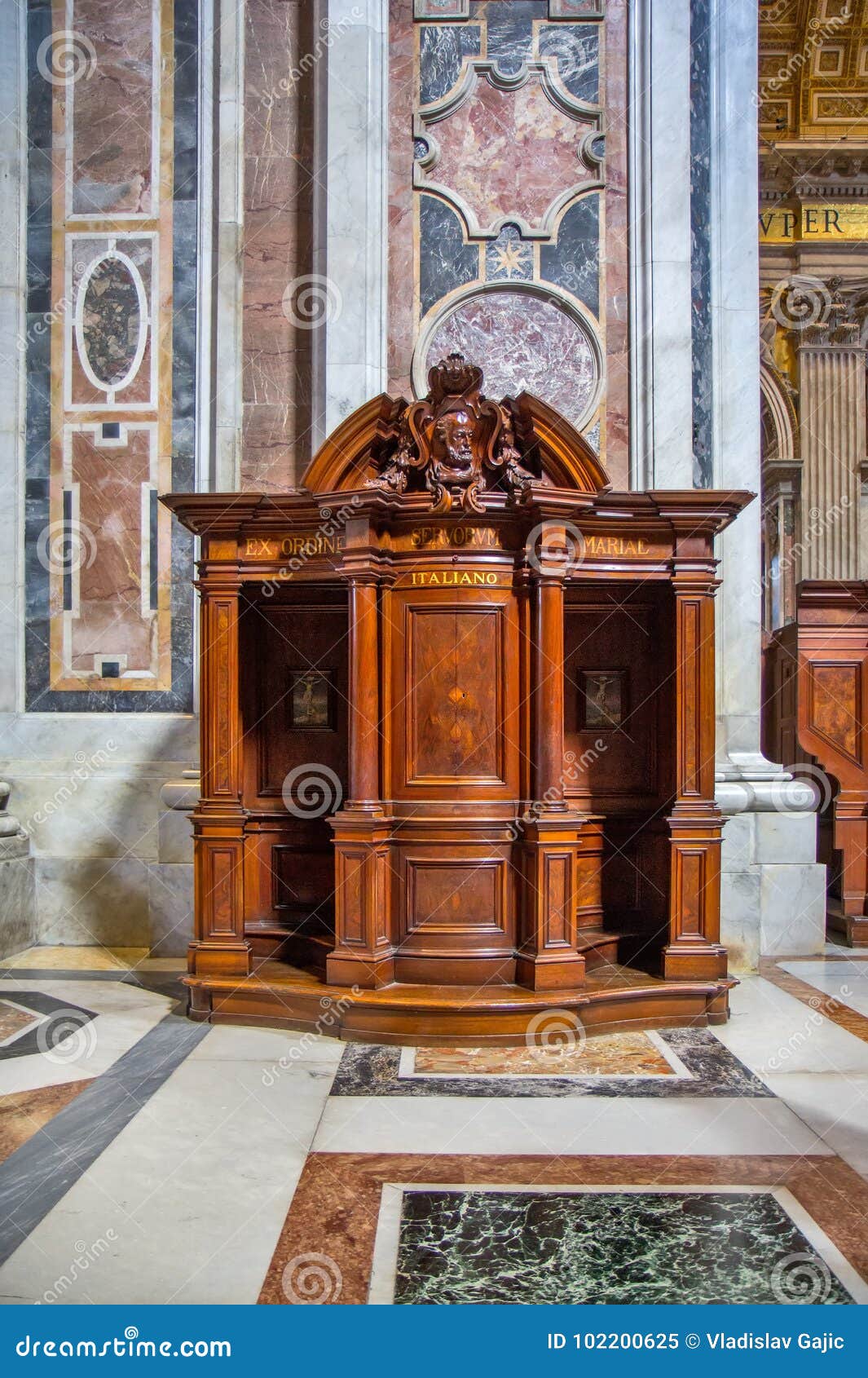 Confession room in Vatican stock image. Image of catholic - 102200625