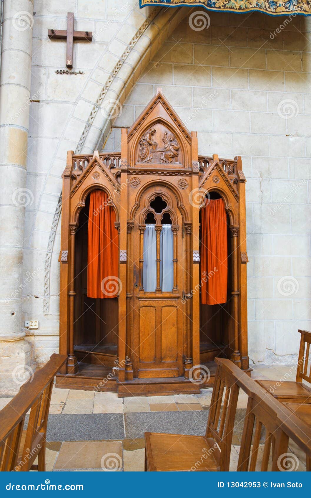 Confessional box stock image. Image of catholicism, medieval - 13042953