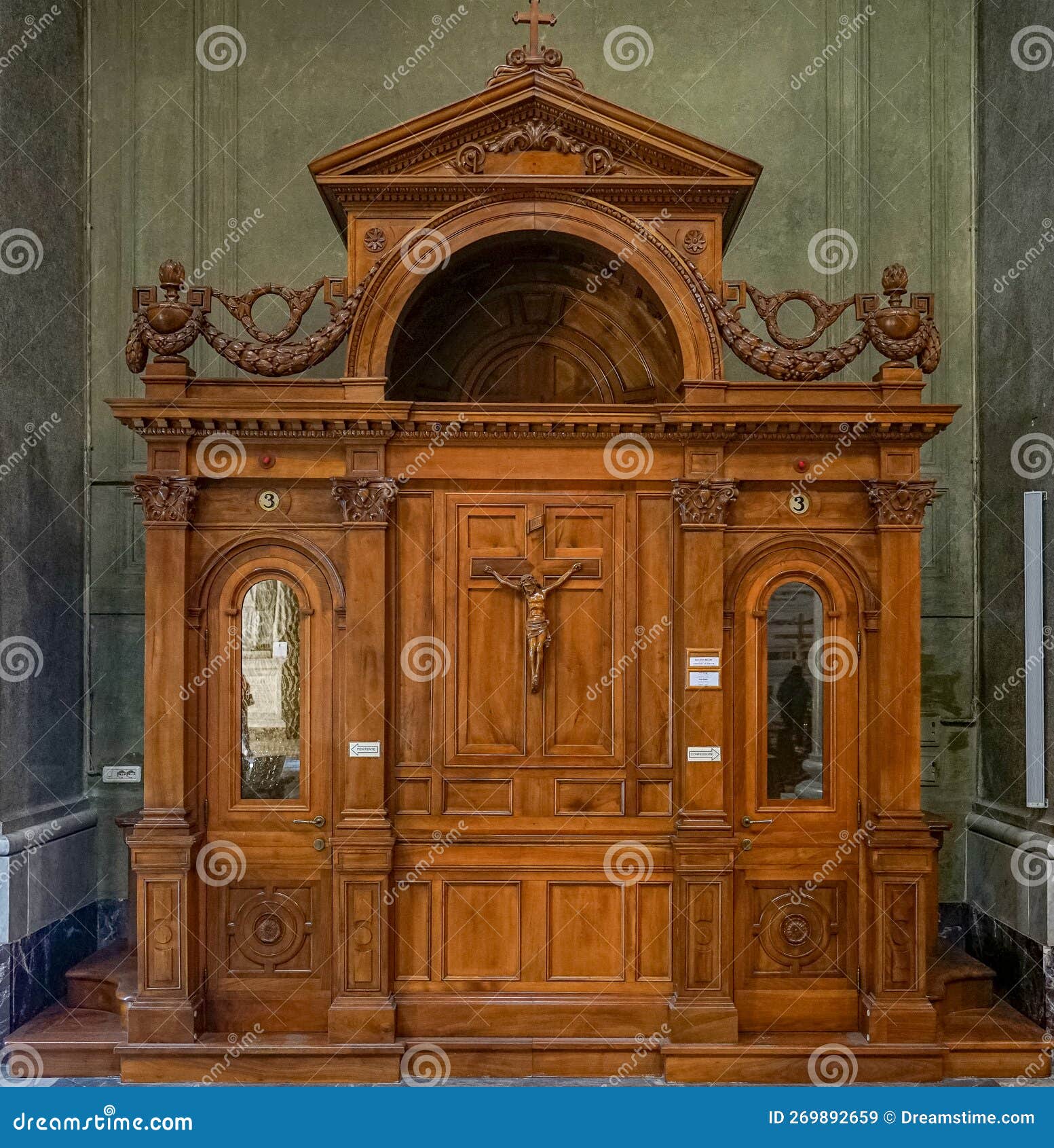 Confessional Box Inside the Basilica Sacro Cuore, Rome, Italy ...
