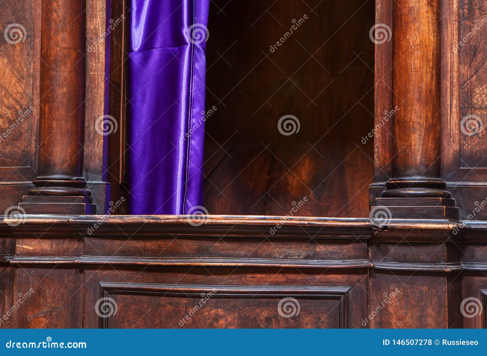 Confessional in the church stock photo. Image of decoration - 146507278