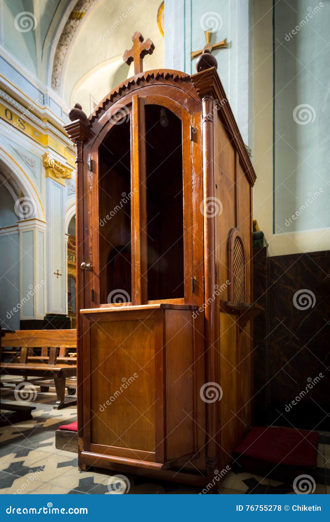Confessional stock photo. Image of cross, antique, chapel - 76755278