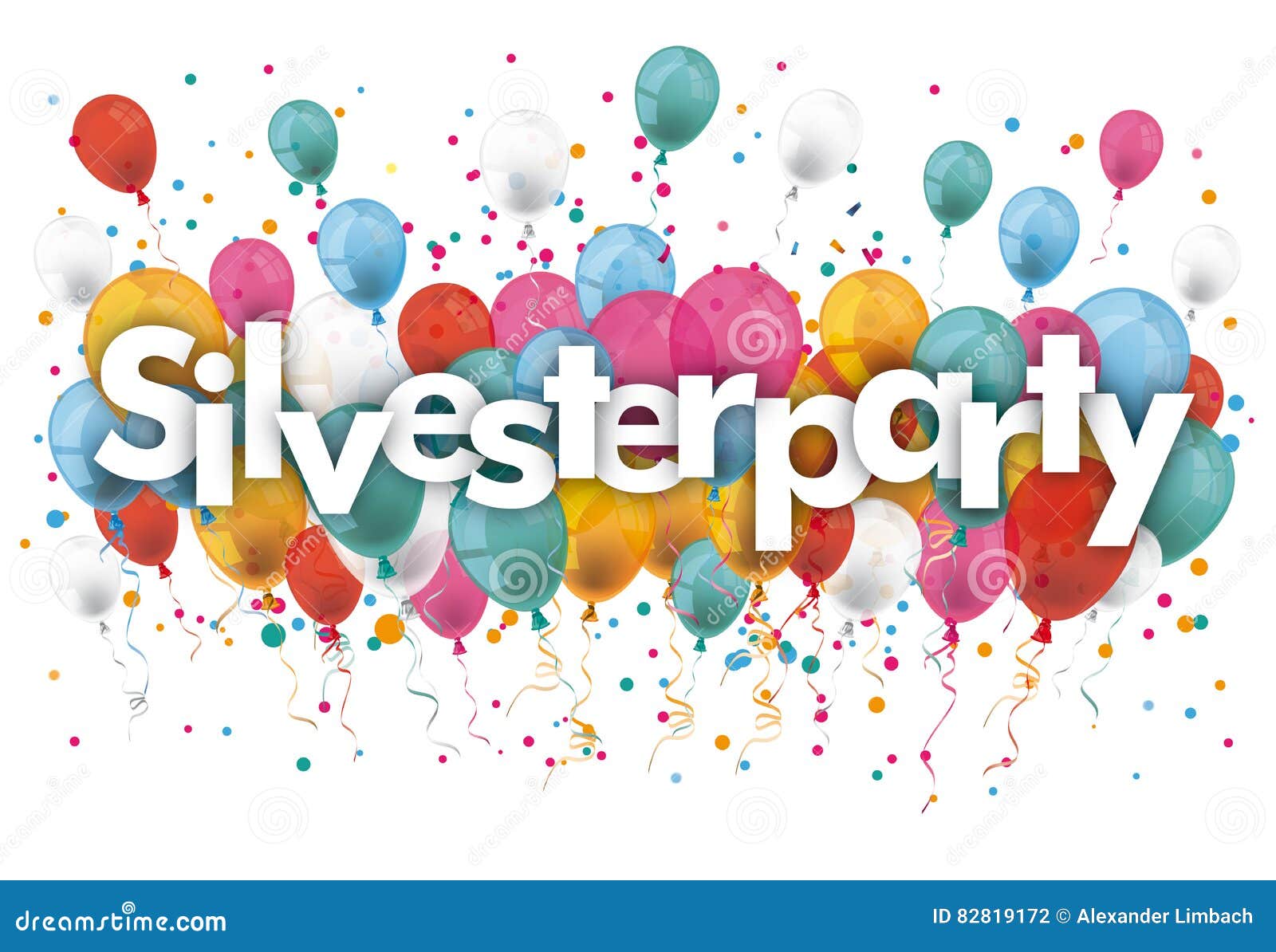 Confetti Balloons Silvesterparty Stock Vector - Illustration of party ...