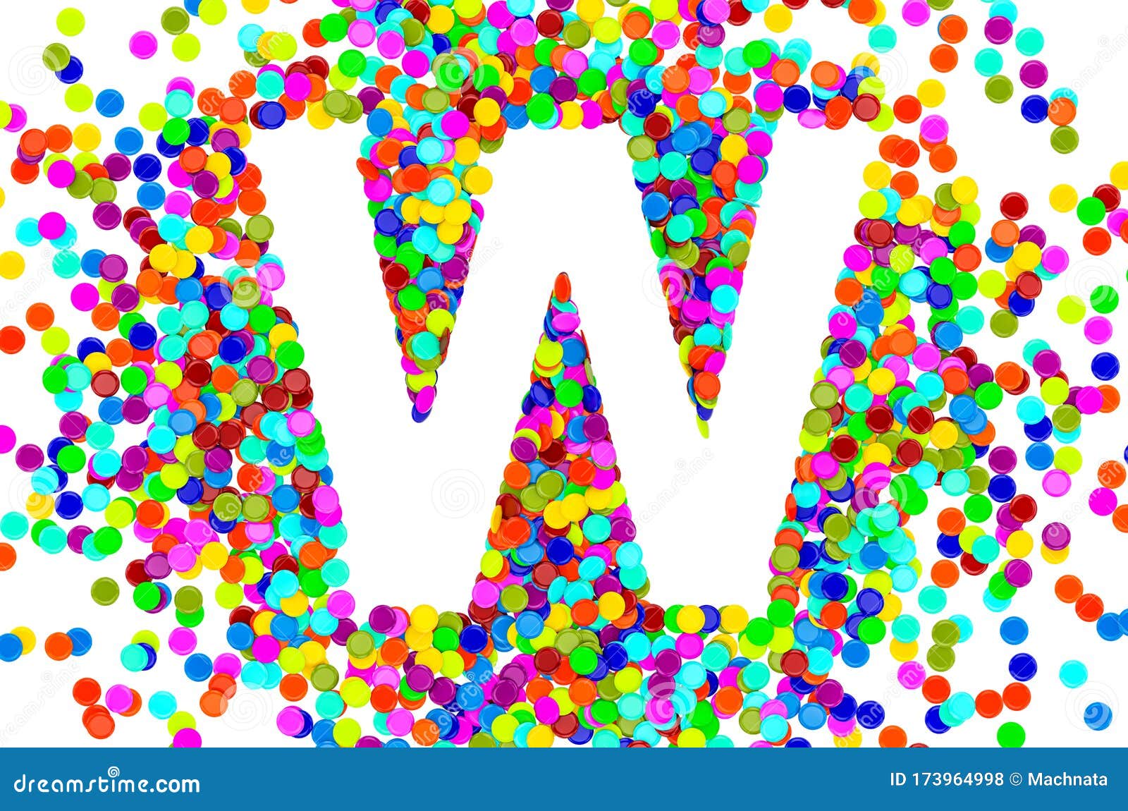 Confetti Font, Letter W from Colored Confetti. 3D Rendering Stock ...
