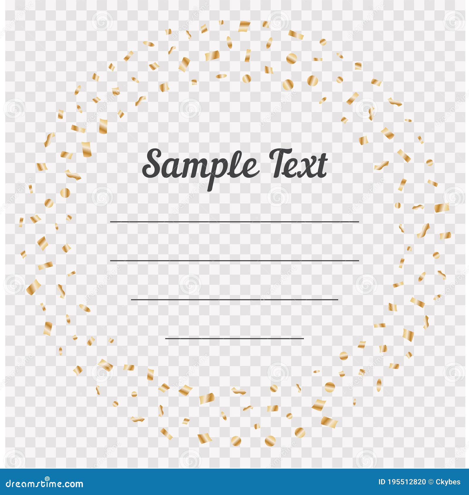 Confetti Golden and Tiny. with Sample Text. Falling on Transparent ...