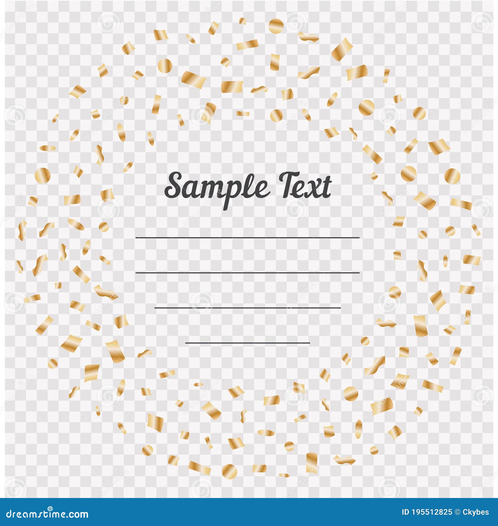 Confetti Golden and Tiny. with Sample Text. Falling on Transparent ...