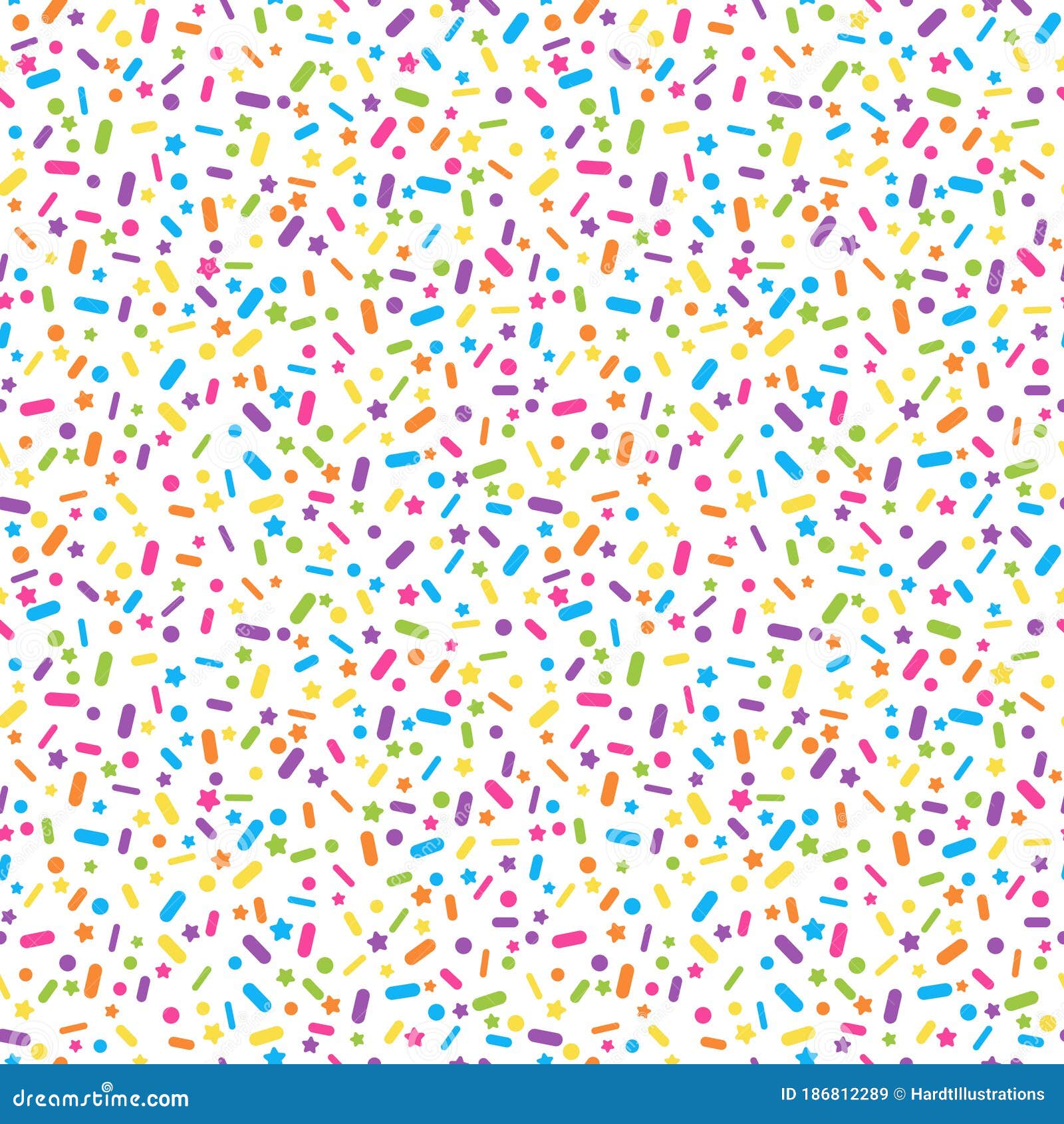 Rainbow Confetti Seamless Pattern Stock Illustration - Illustration of ...