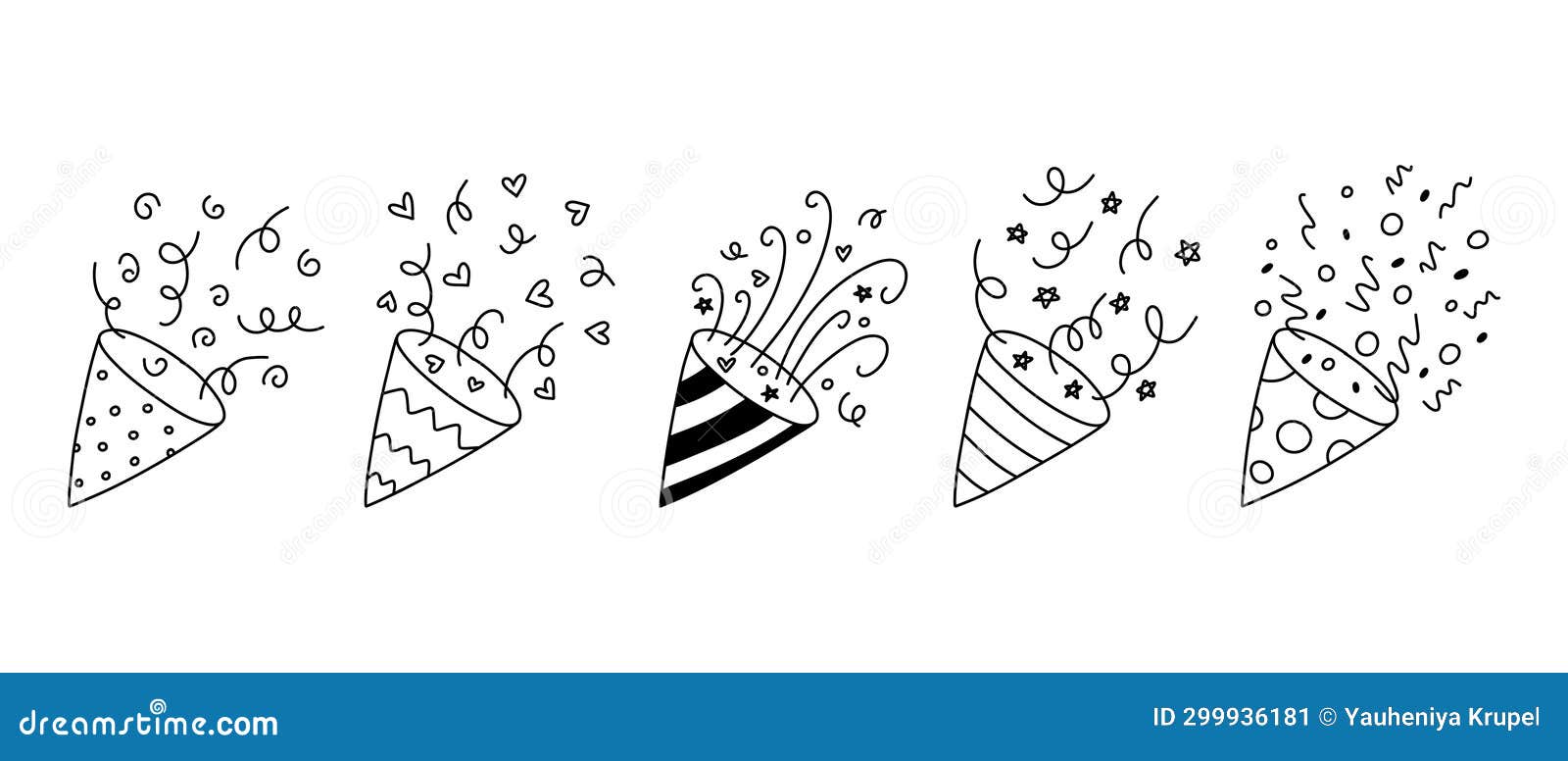 Confetti Popper Set for Party. Collection Isolated Confetti, Explosion ...