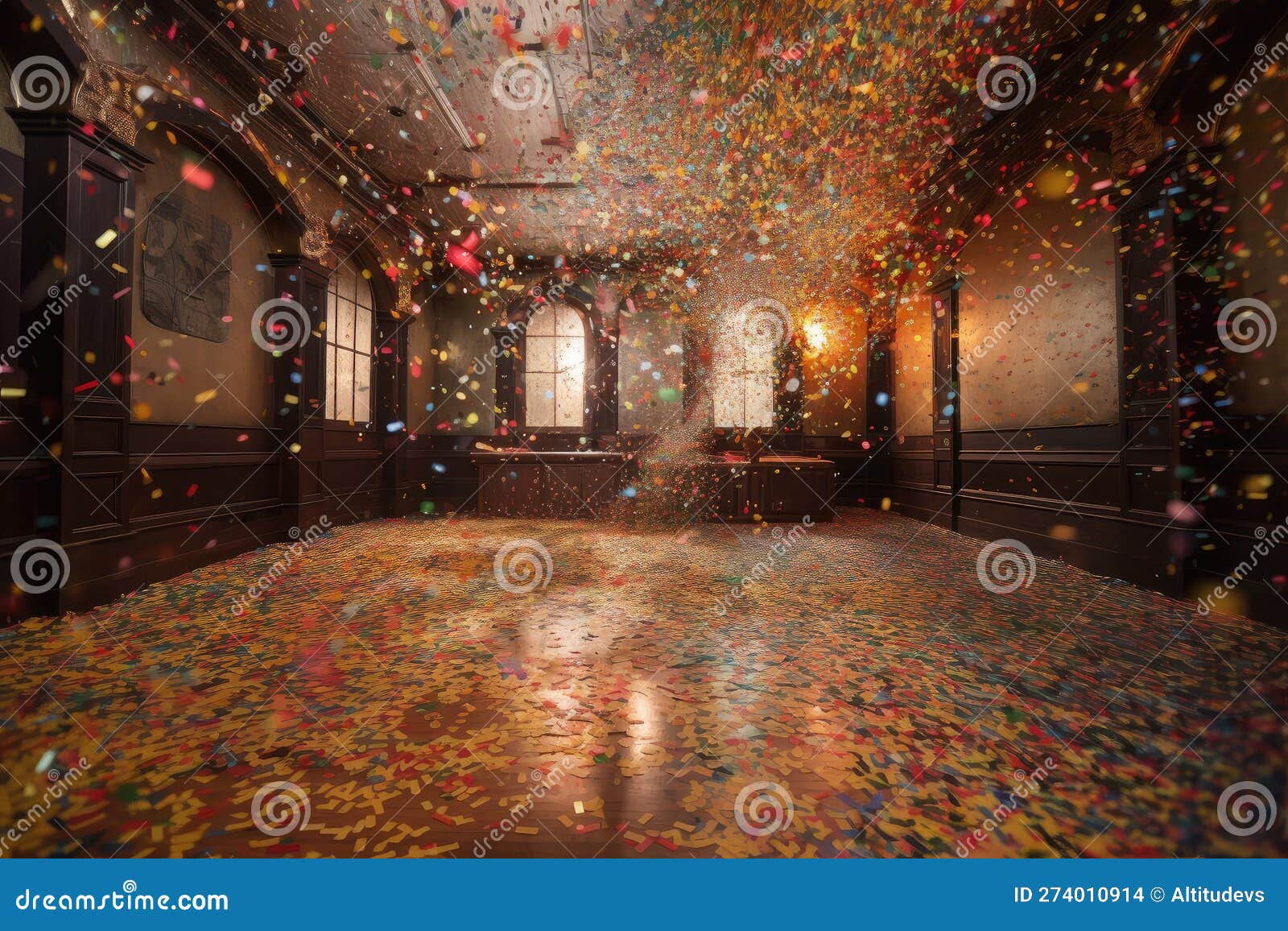 Confetti Raining Down from the Ceiling in Dazzling Display Stock ...