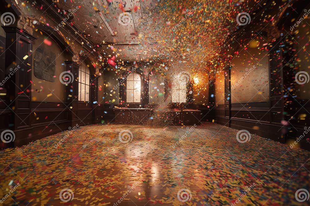 Confetti Raining Down from the Ceiling in Dazzling Display Stock ...