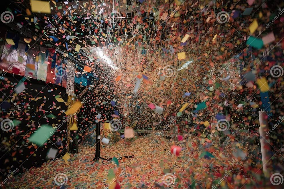 Confetti Raining Down from the Ceiling in Dazzling Display Stock ...