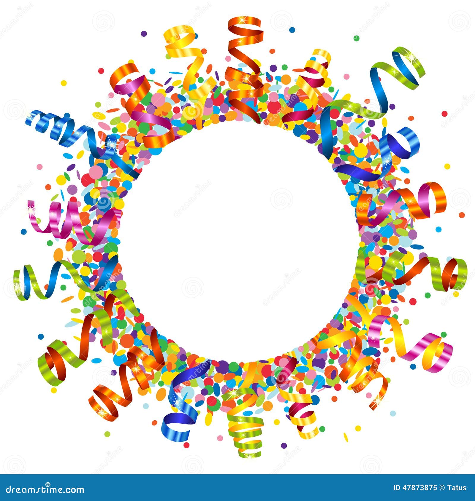 Confetti and Serpentine Round Frame Stock Vector - Illustration of ...