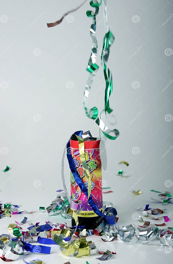 Confetti Shooting from a Party Popper Stock Image - Image of background ...