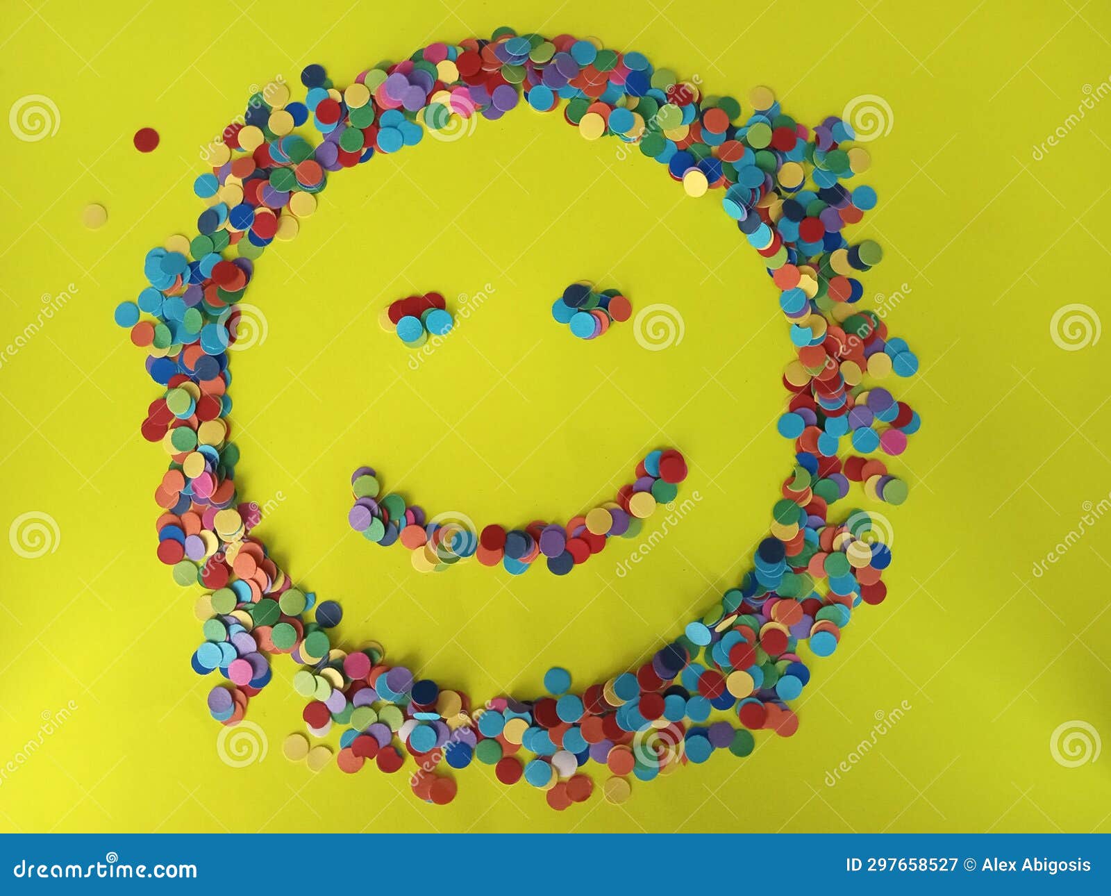 Confetti Smiley Face on a Yellow Background Stock Image - Image of ...