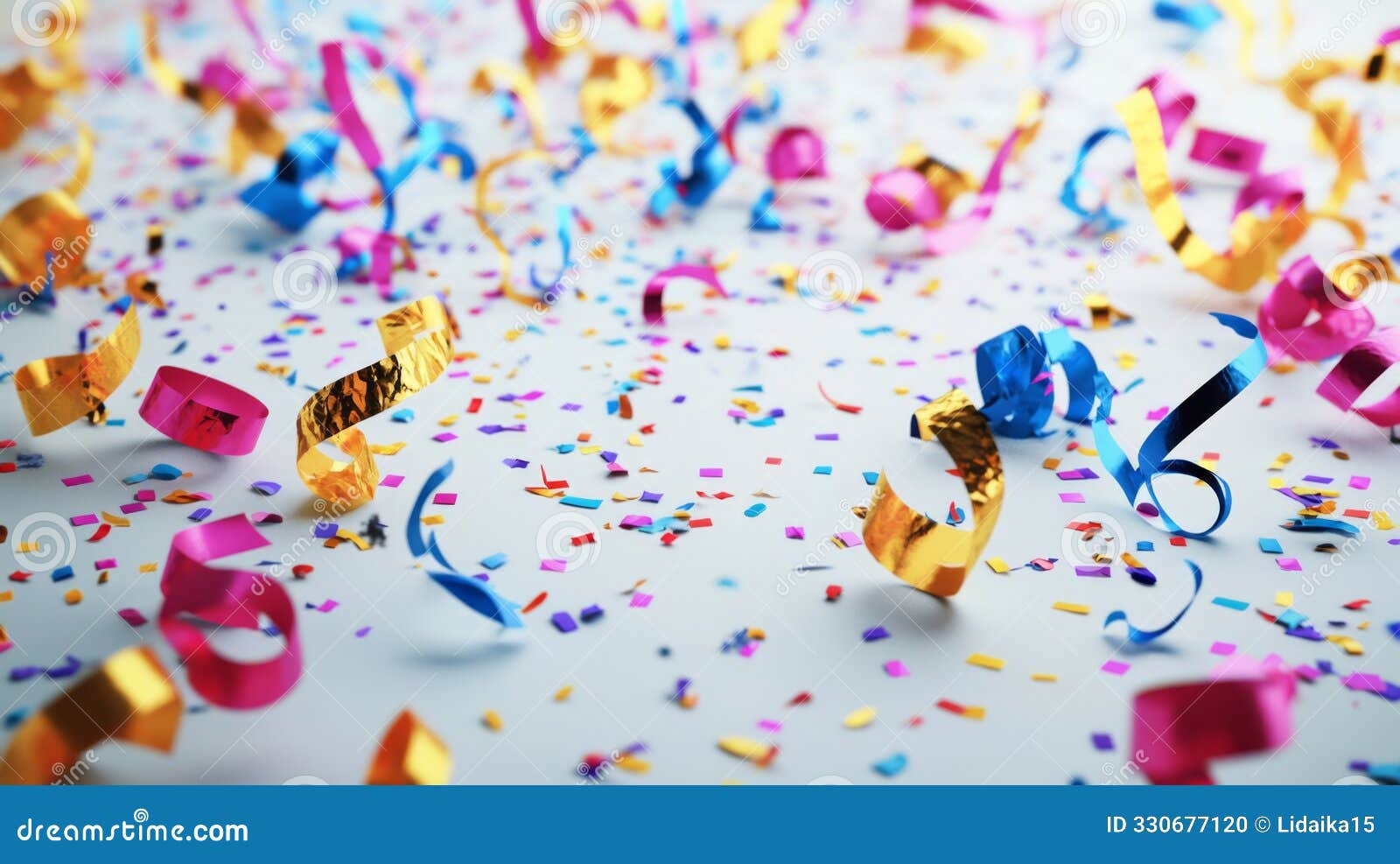 Confetti and Streamers on White Background - Party Celebration Stock ...