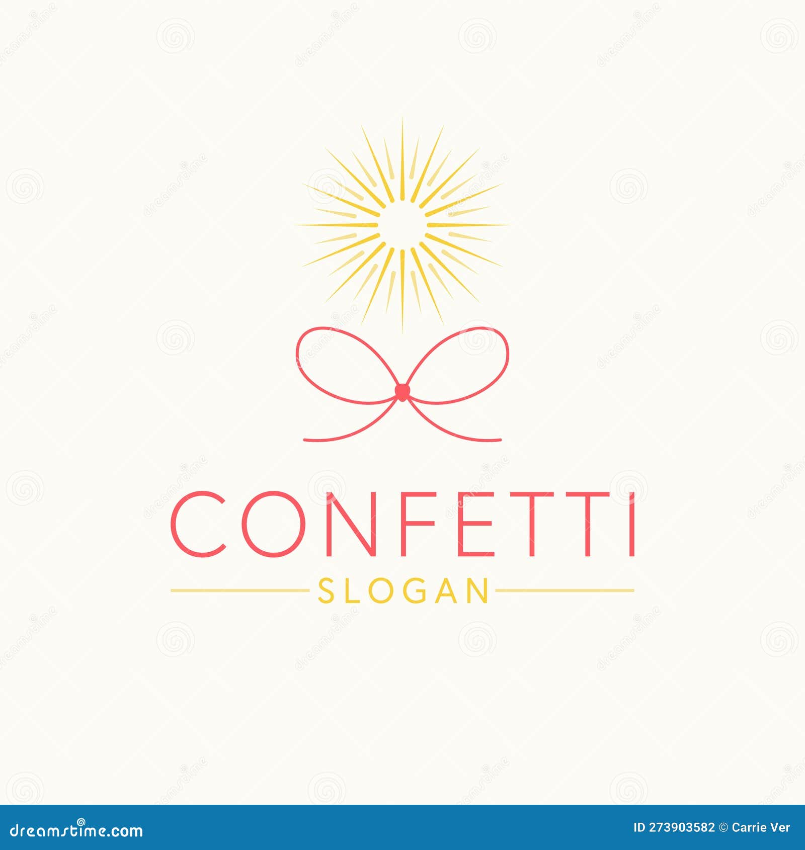 Confetti Vector Logo Design. Bow and Firework Flat Logotype Stock ...