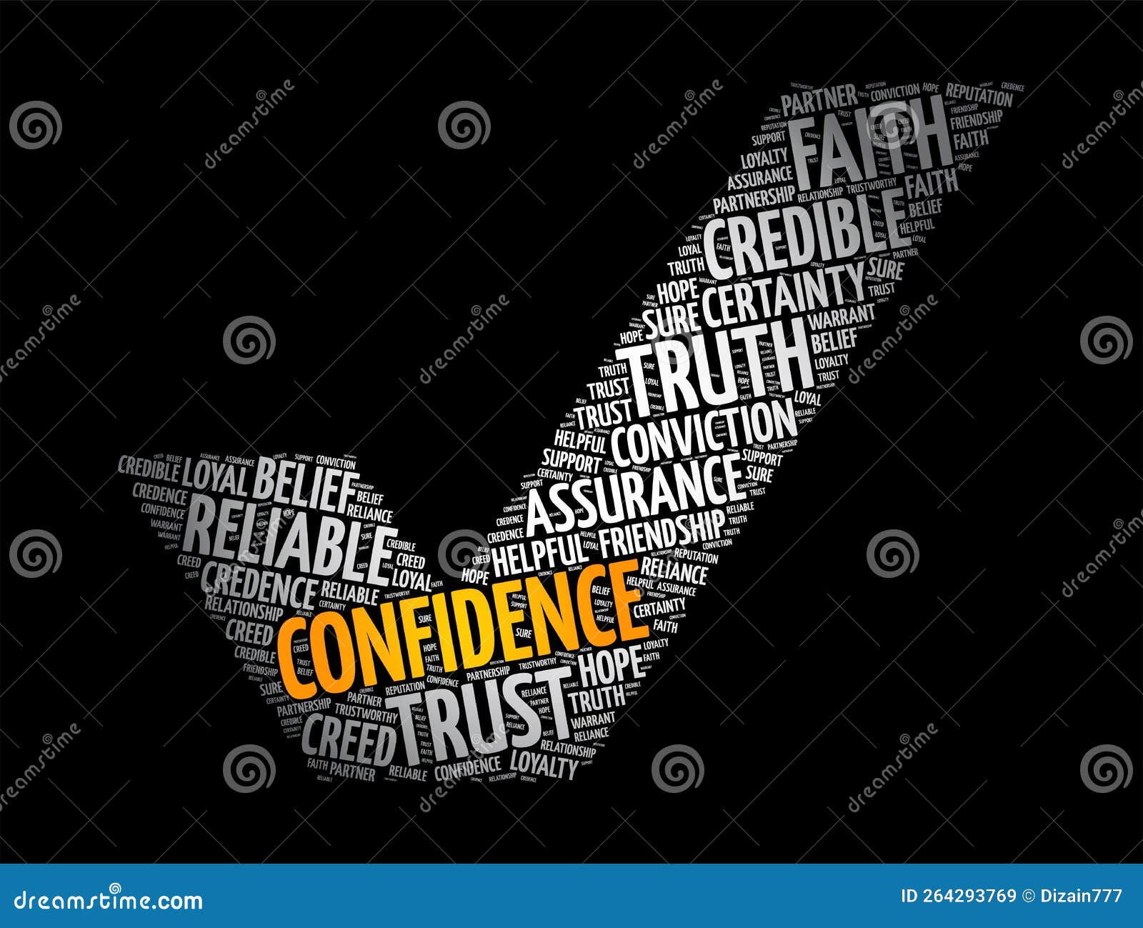 Confidence Check Mark Word Cloud Collage, Concept Background Stock ...