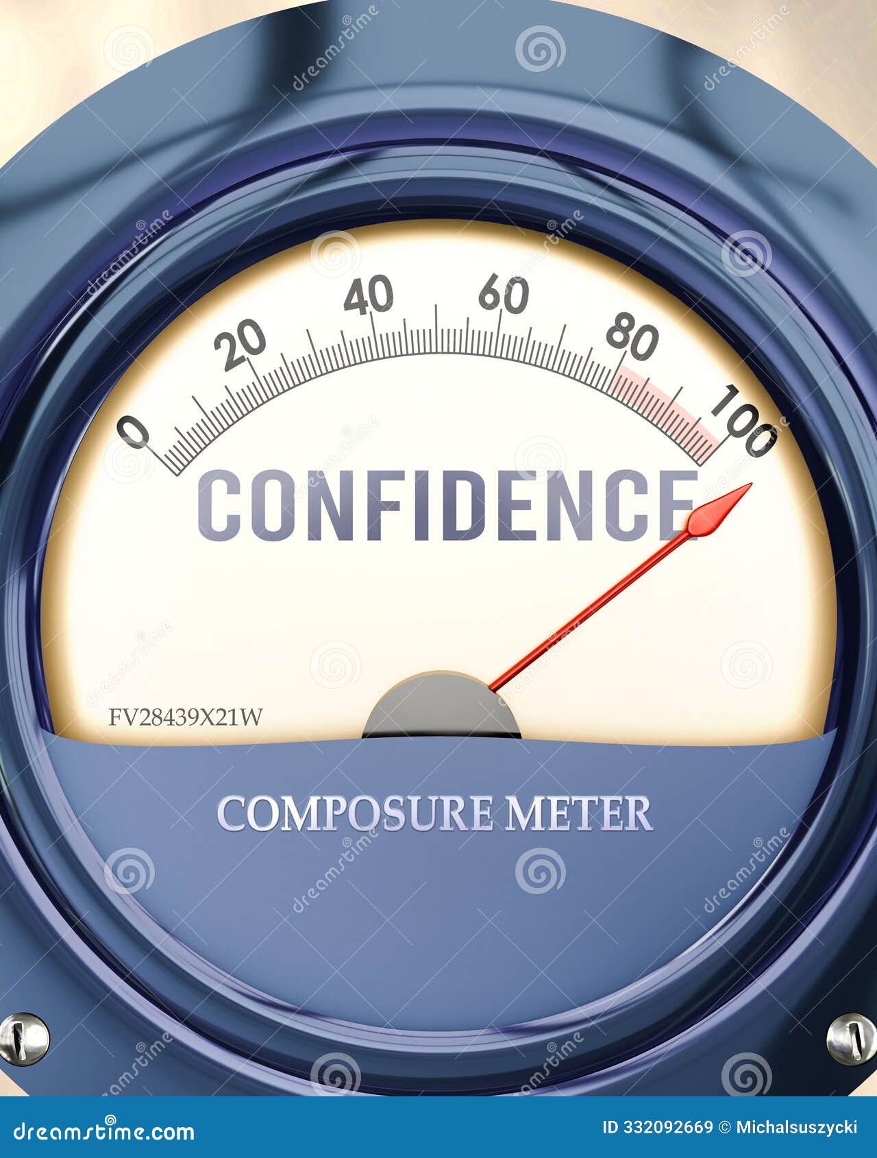 Confidence and Composure Meter that is Hitting a Full Scale, Showing a ...