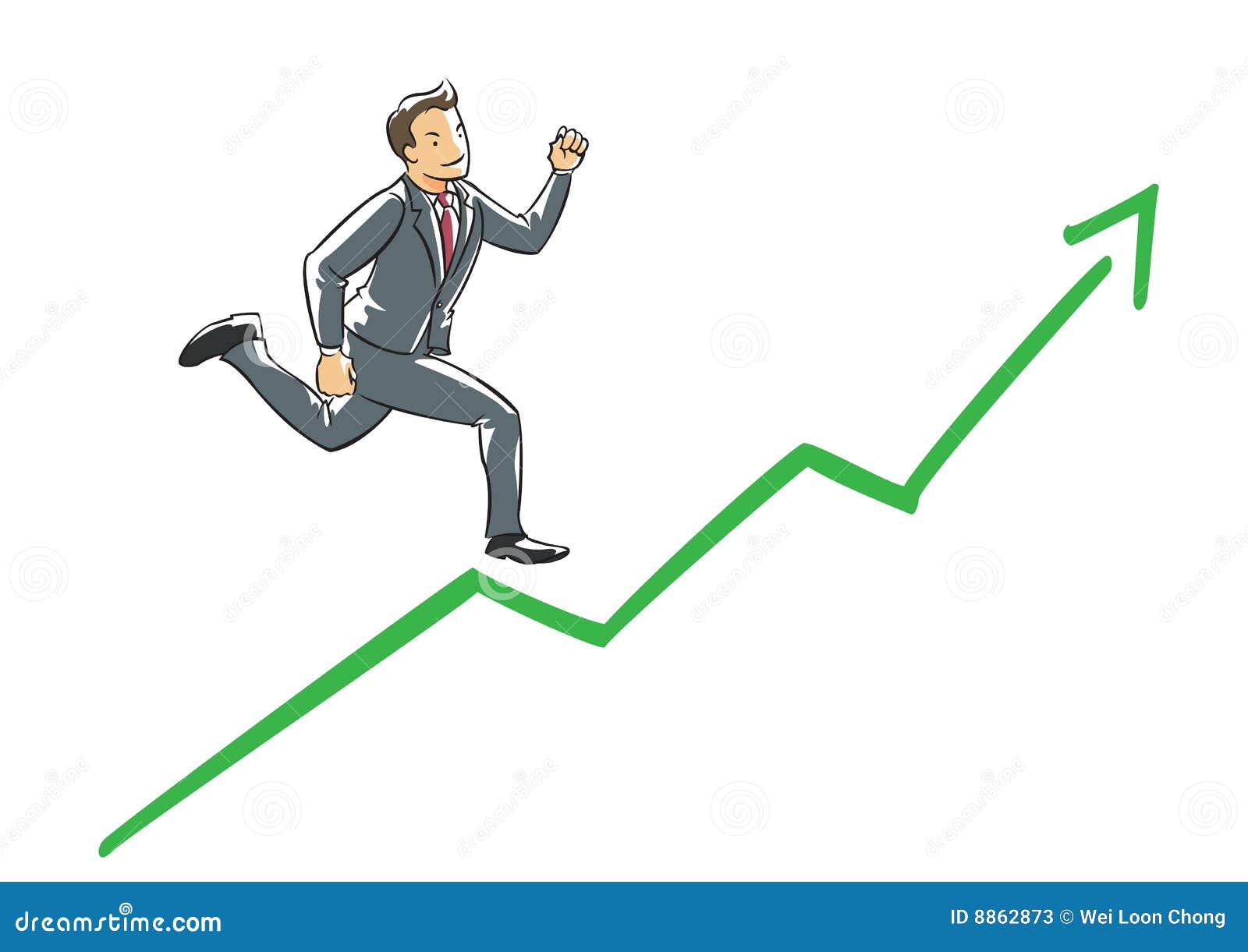 Confidence Executive Flying From A Raising Bar Chart Cartoon Vector ...