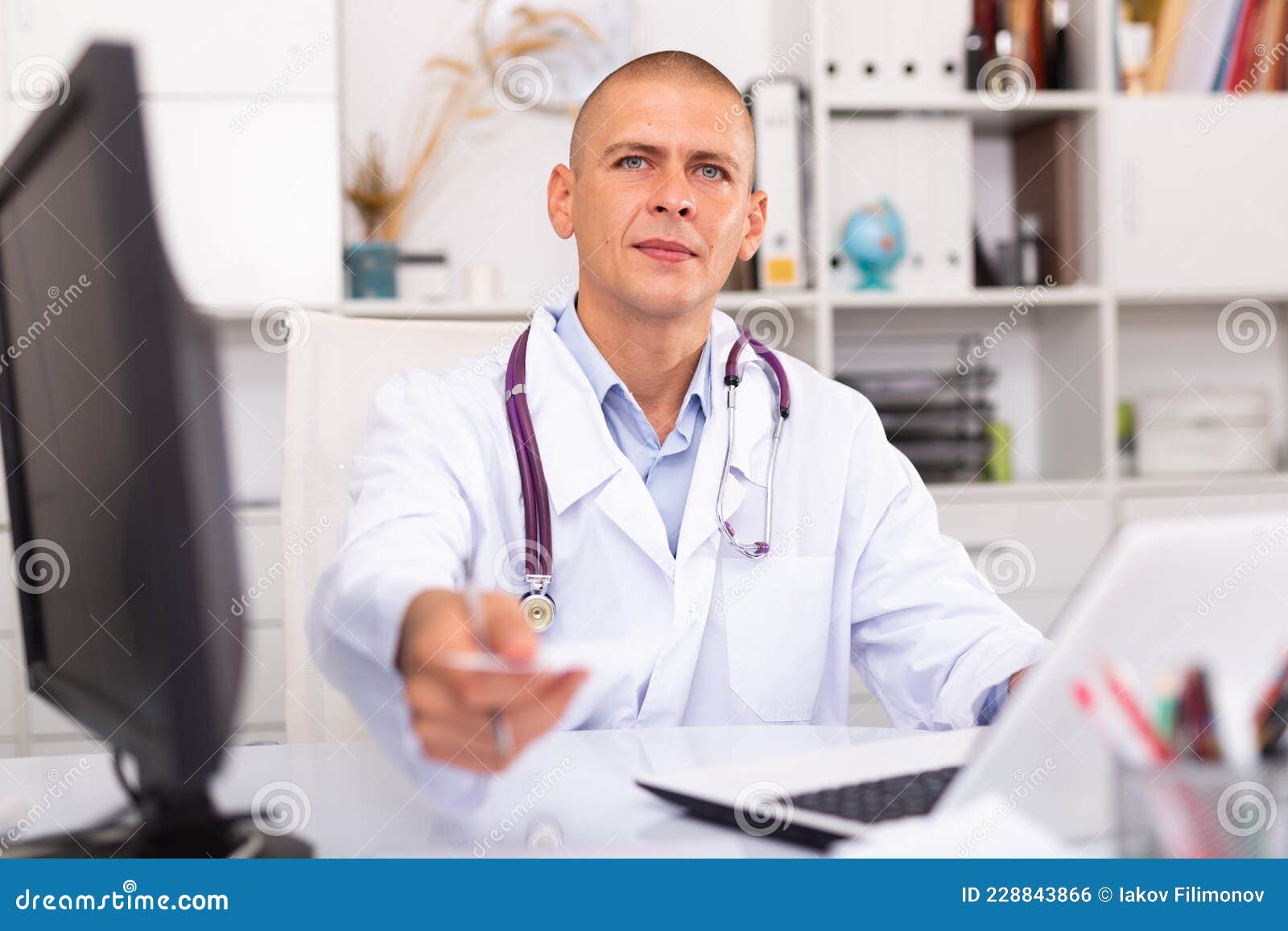 Confidence Man Doctor Working Effectively in Office Stock Photo - Image ...