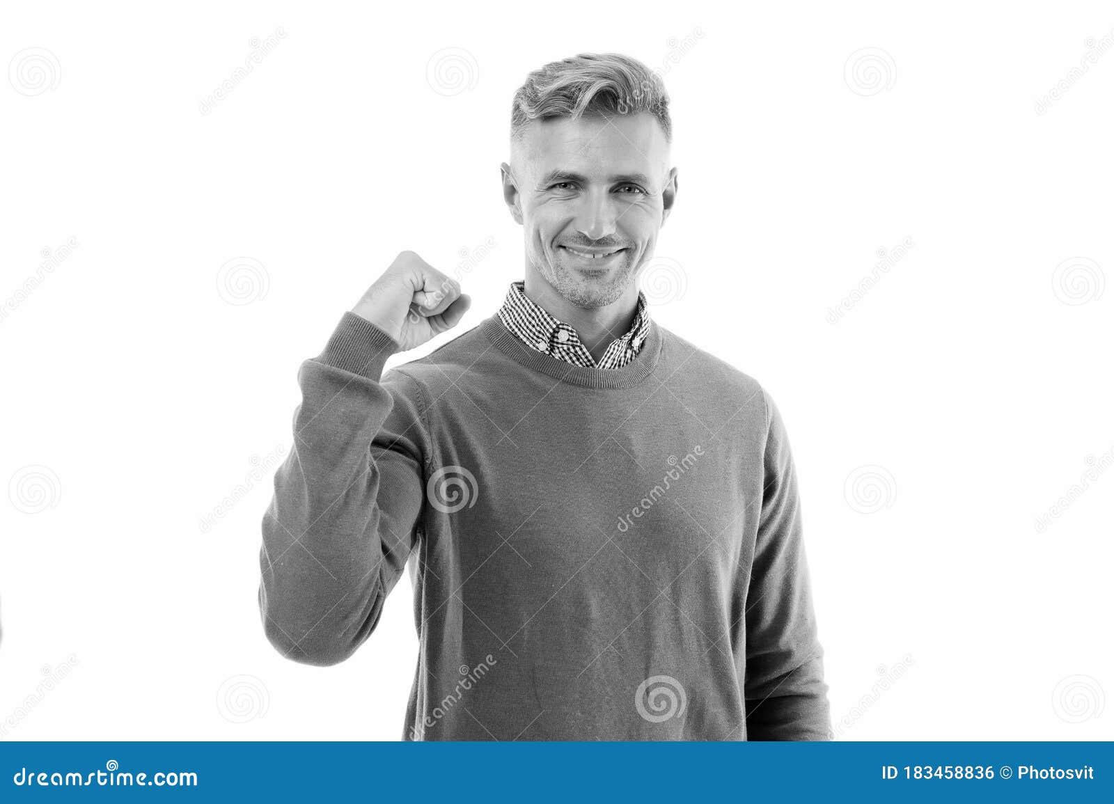 Confidence is Power. Confident Man Isolated on White. Handsome Guy Flex ...