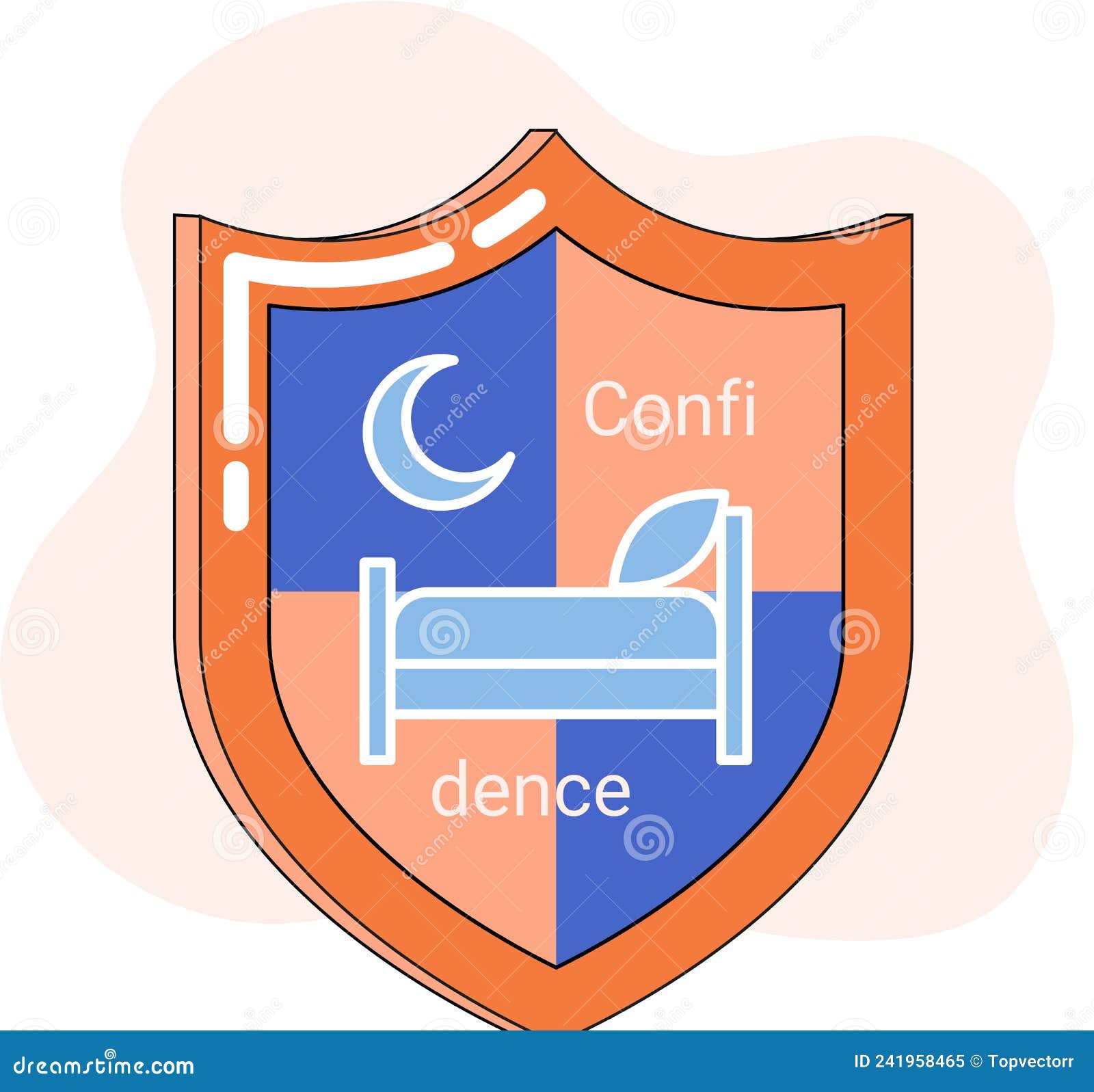 Confidence Text Quote in Shield with Bed. Colourful Emblem, Phrase for ...