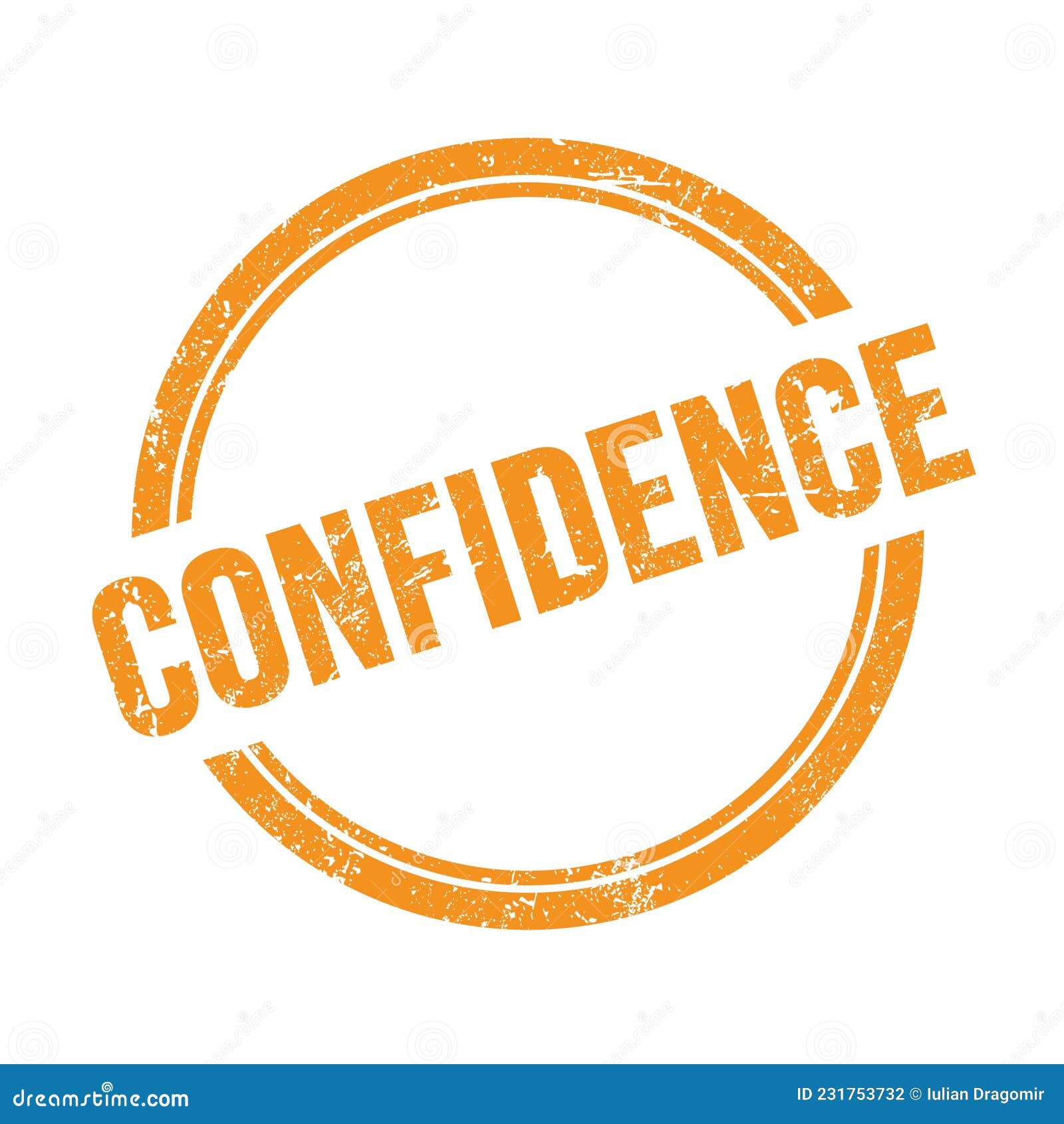 CONFIDENCE Text Written on Orange Grungy Round Stamp Stock Illustration ...