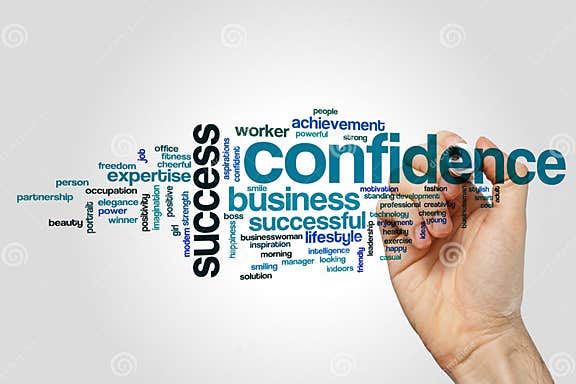 Confidence Word Cloud Concept on Grey Background Stock Illustration ...