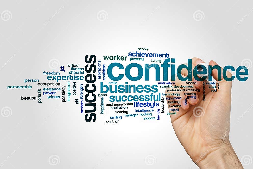 Confidence Word Cloud Concept on Grey Background Stock Illustration ...