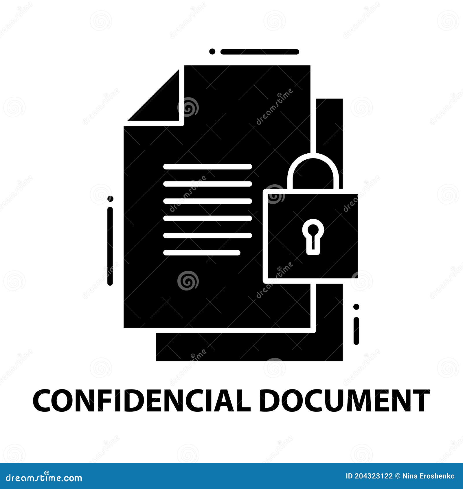 Confidencial Document Icon, Black Vector Sign with Editable Strokes ...