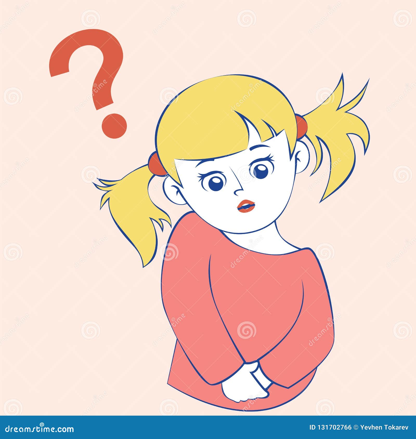 Girl thinks doubts. stock illustration. Illustration of intelligent ...