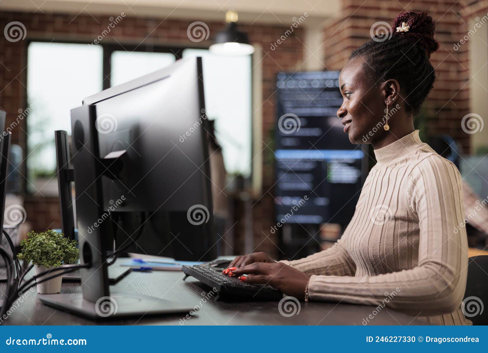 Confident African American Network Developer Engineering Application ...