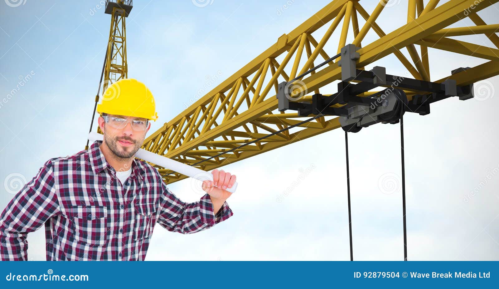 Confident Architect Holding Blueprints by Crane Stock Photo - Image of ... Confident Architect Holding Blueprints by Crane Stock Photo - Image of ...