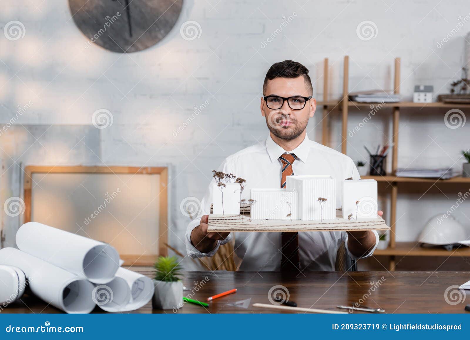 Confident Architect Looking at Camera while Stock Image - Image of ...