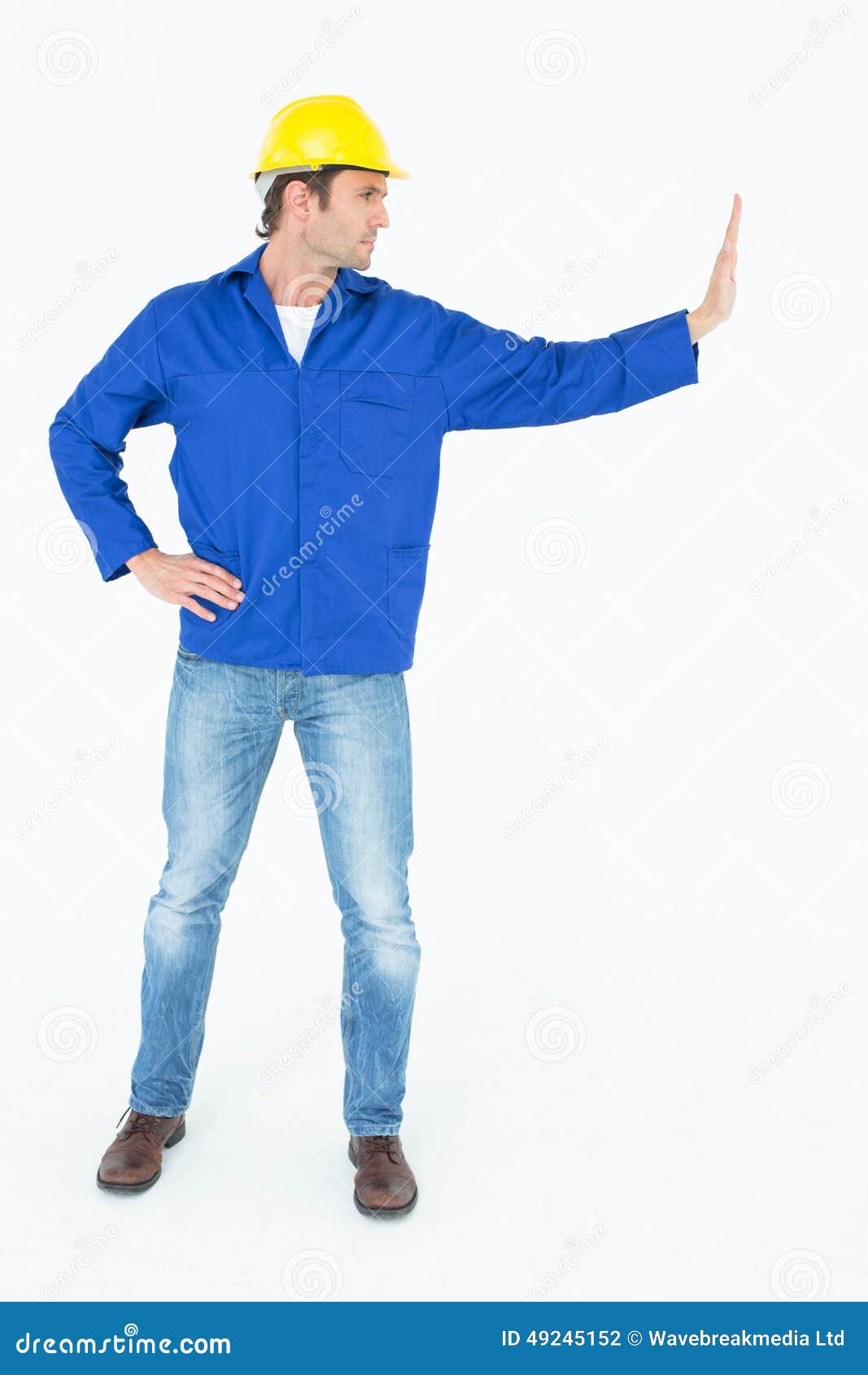 Confident Architect Pushing Over White Background Stock Photos - Free ...