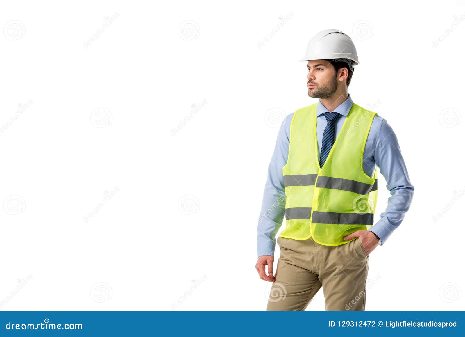 Confident Architect in Reflective Vest Stock Photo - Image of hardhat ...