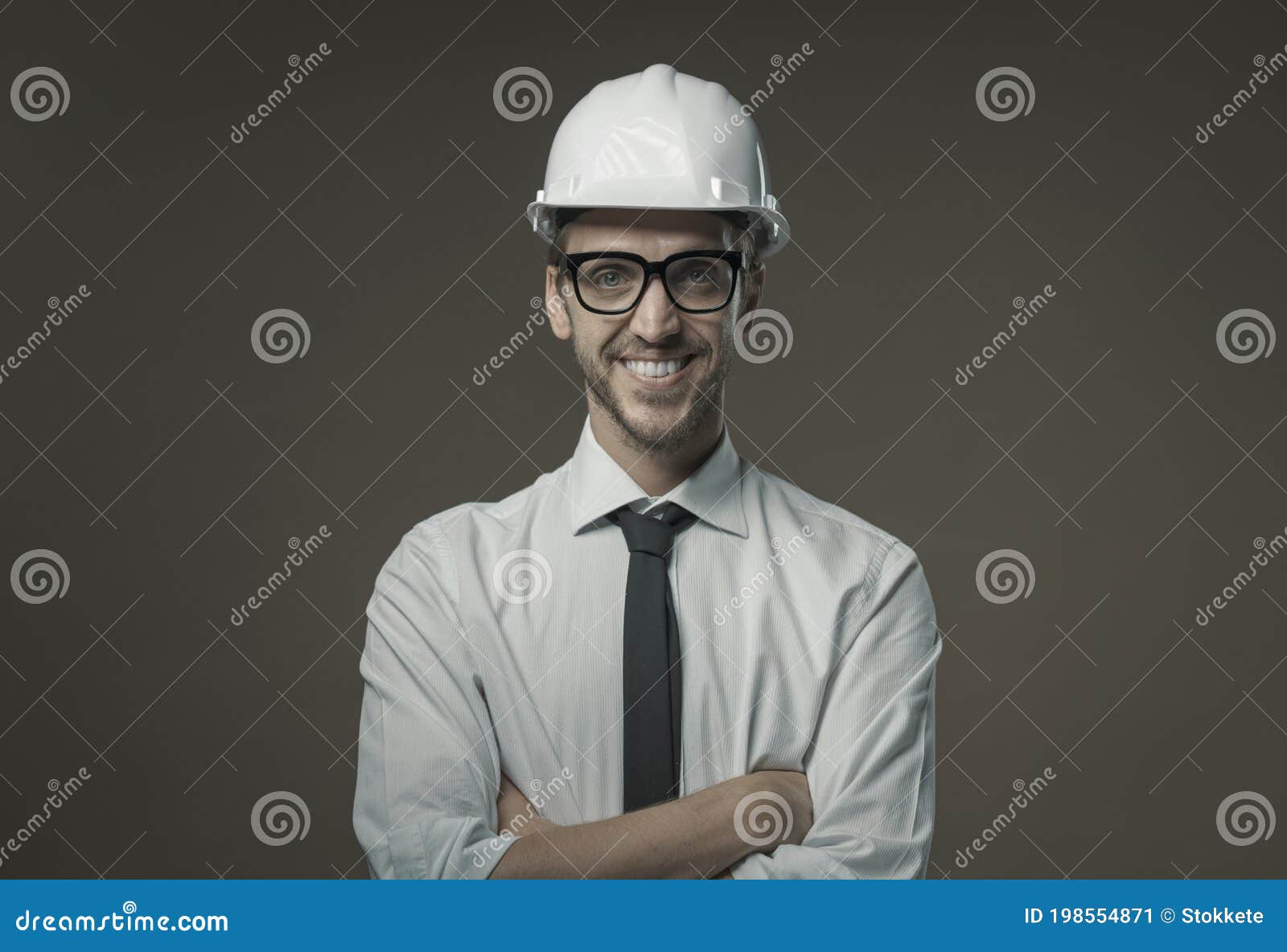 Confident Architect Smiling and Wearing a Safety Helmet Stock Image ... Confident Architect Smiling and Wearing a Safety Helmet Stock Image ...
