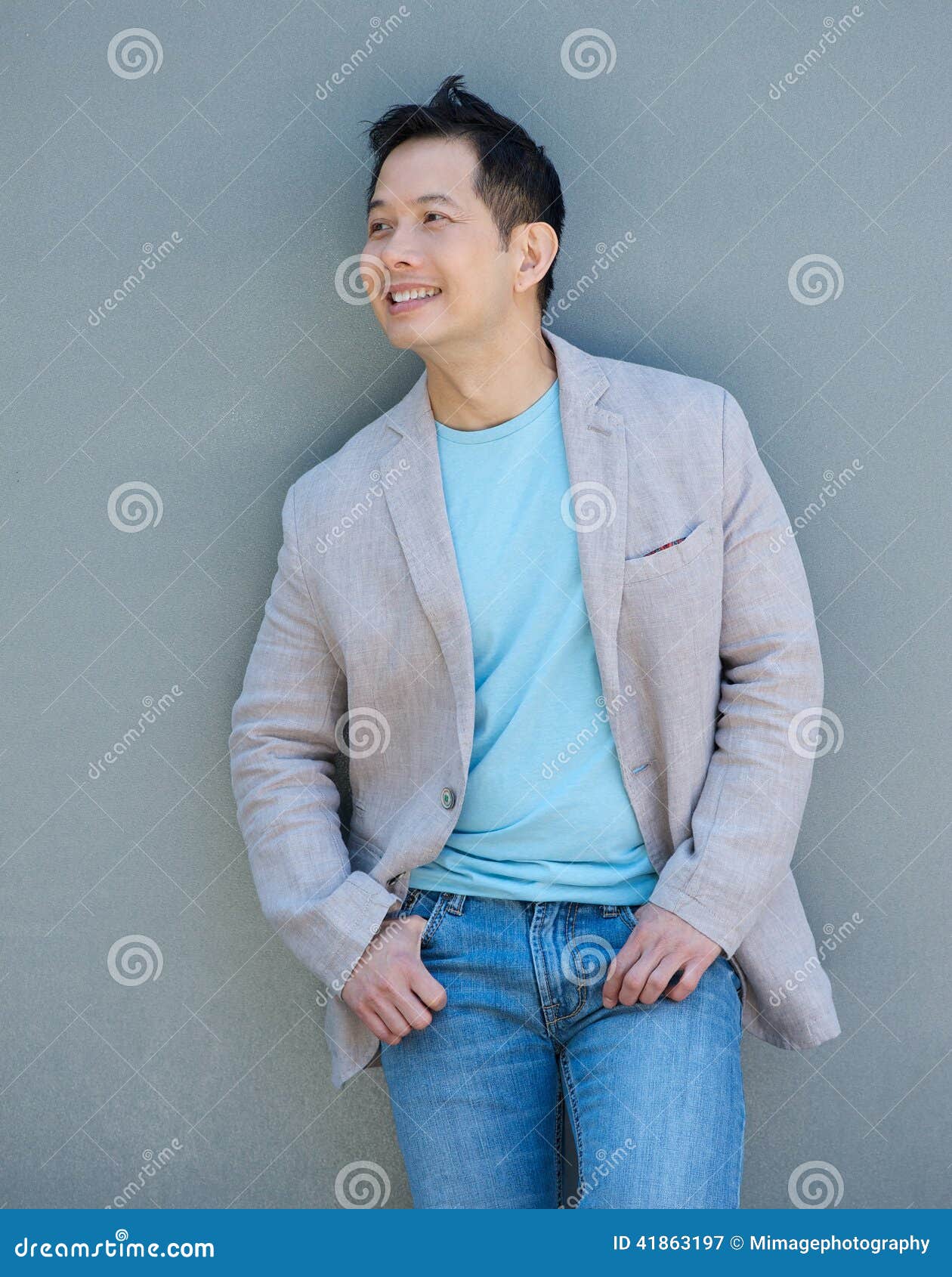Confident Asian Man Smiling Stock Image - Image of jacket, cool: 41863197