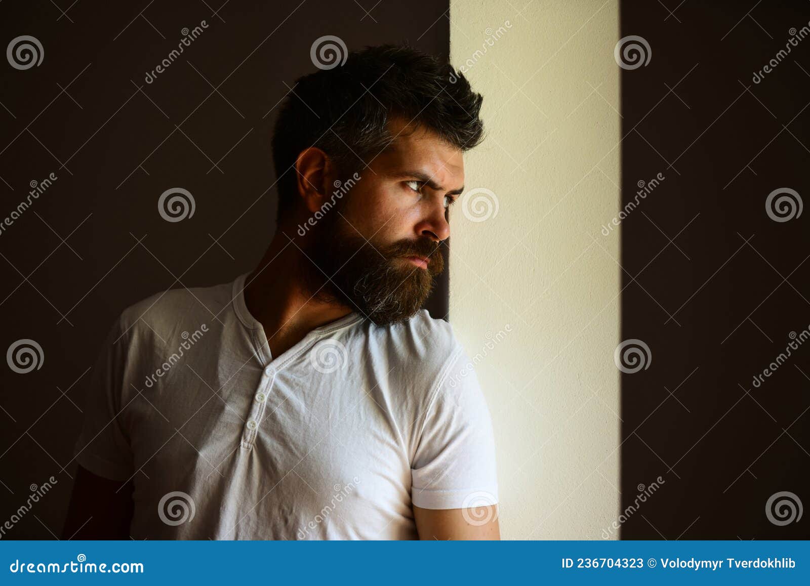 Confident Attractive Man with Serious Face. Shadow Male Face. Stock ...