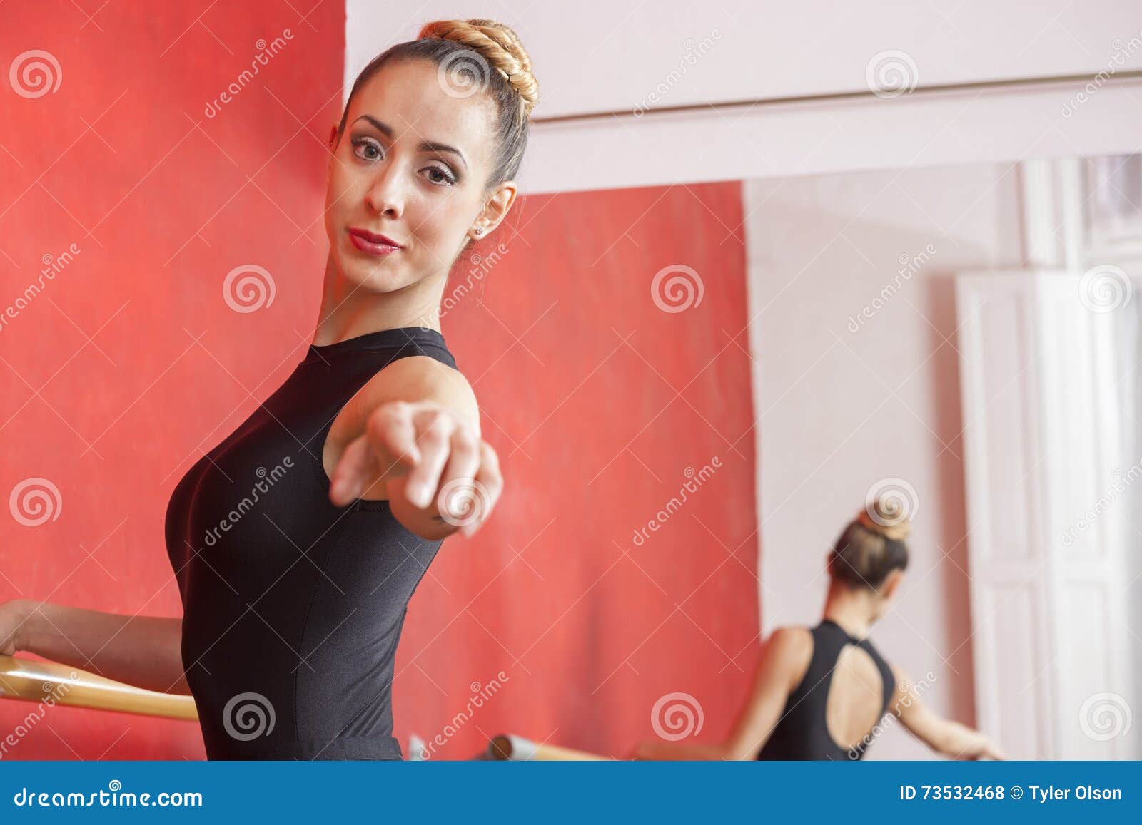 Confident Ballerina Performing in Dance Studio Stock Photo - Image of ...