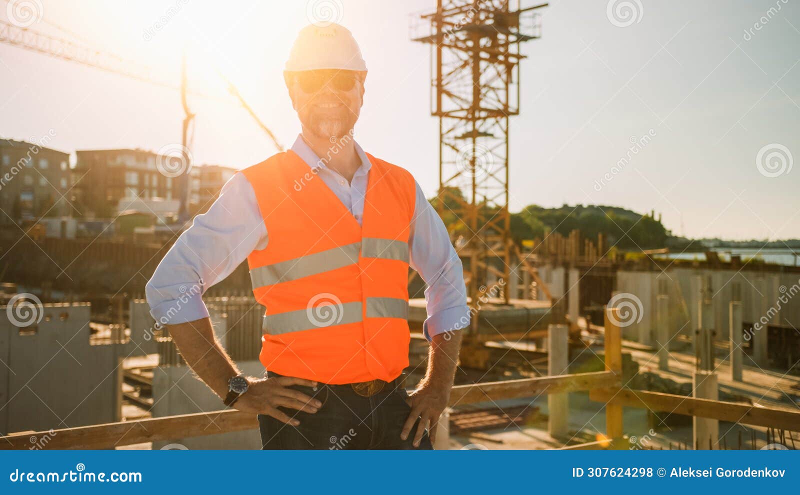Confident Bearded Head Civil Engineer-Architect in Sunglasses is ...