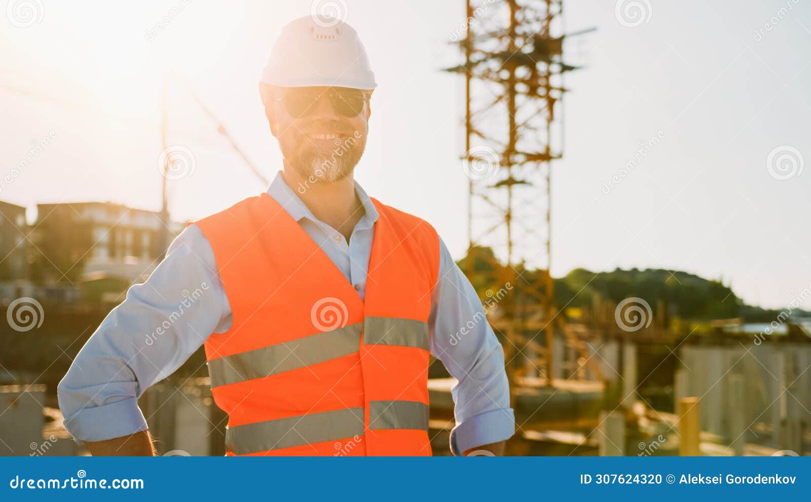 Confident Bearded Head Civil Engineer-Architect in Sunglasses is ...