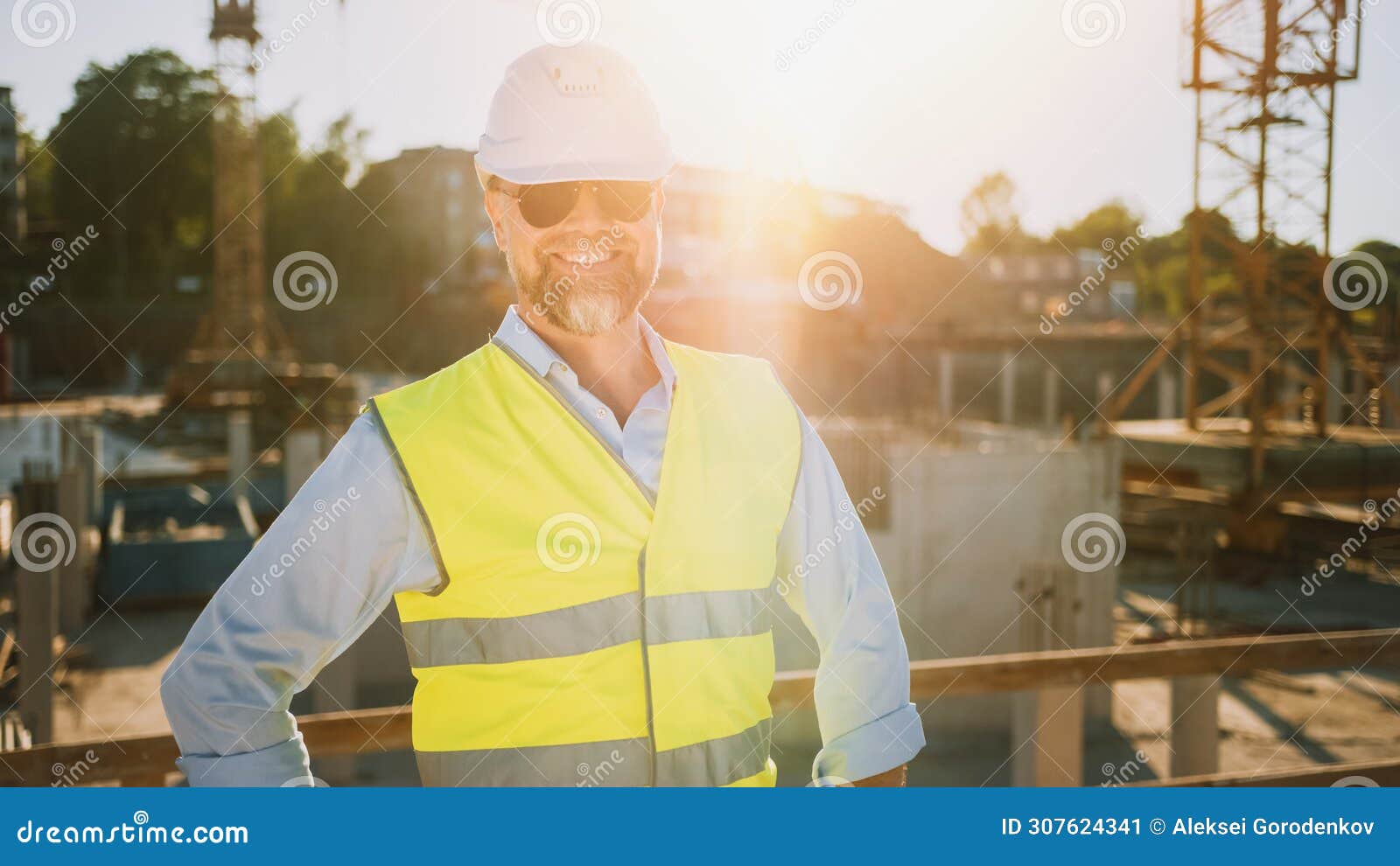 Confident Bearded Head Civil Engineer-Architect in Sunglasses is ...