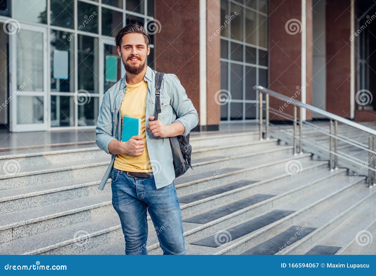 Positive Student Standing Outside University Stock Image - Image of ...