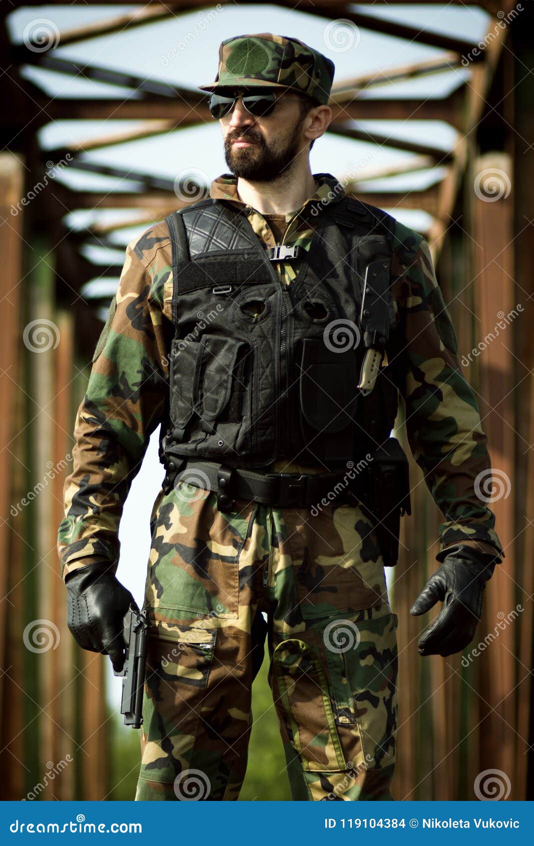 Confident military man stock photo. Image of bearded - 119104384
