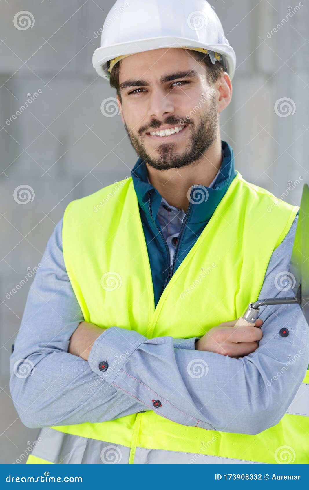 Confident Builder Outdoors in Construction Site Stock Photo - Image of ...