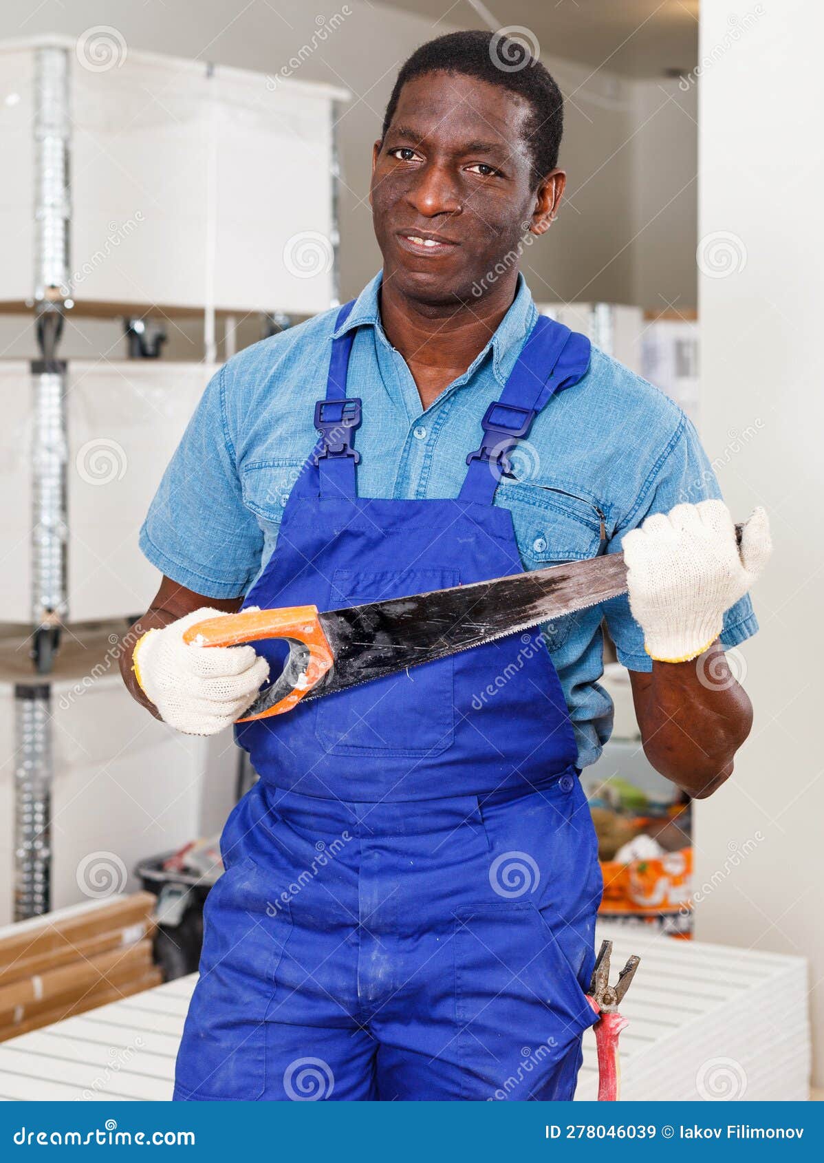 Confident Builder Ready for Work Stock Image - Image of adjuster ...