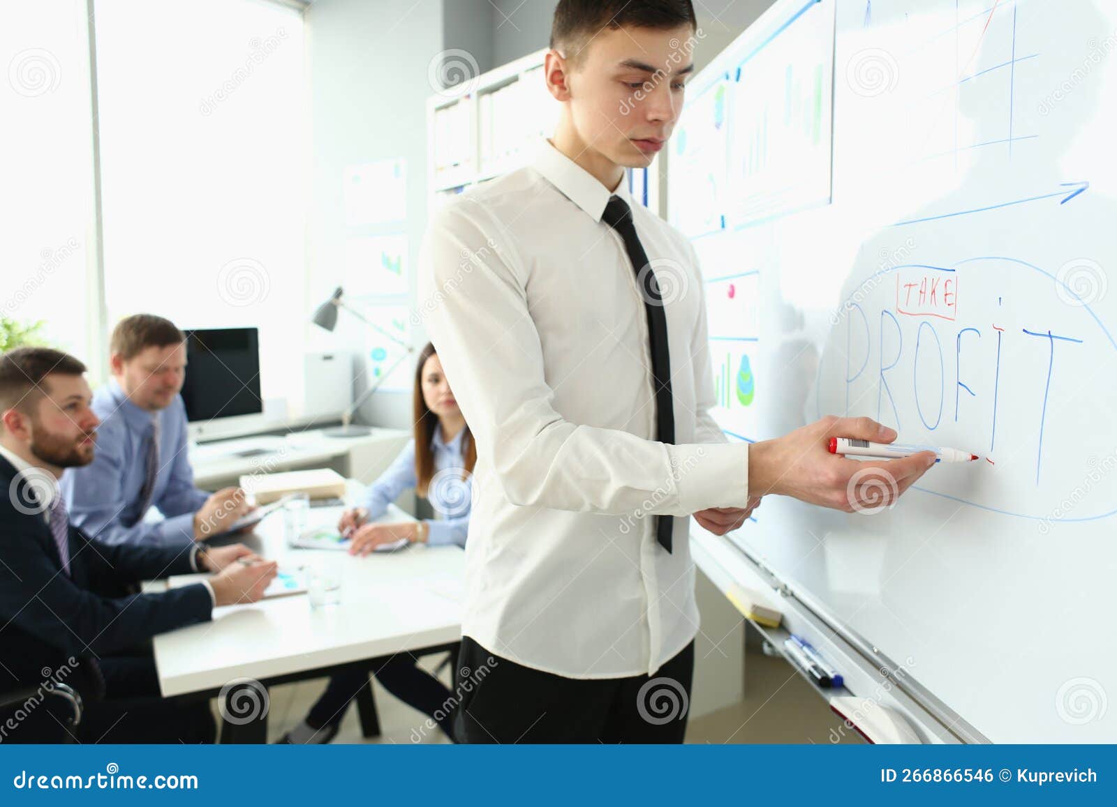 Confident Business Coach Make Presentation and Profits in Business To ...