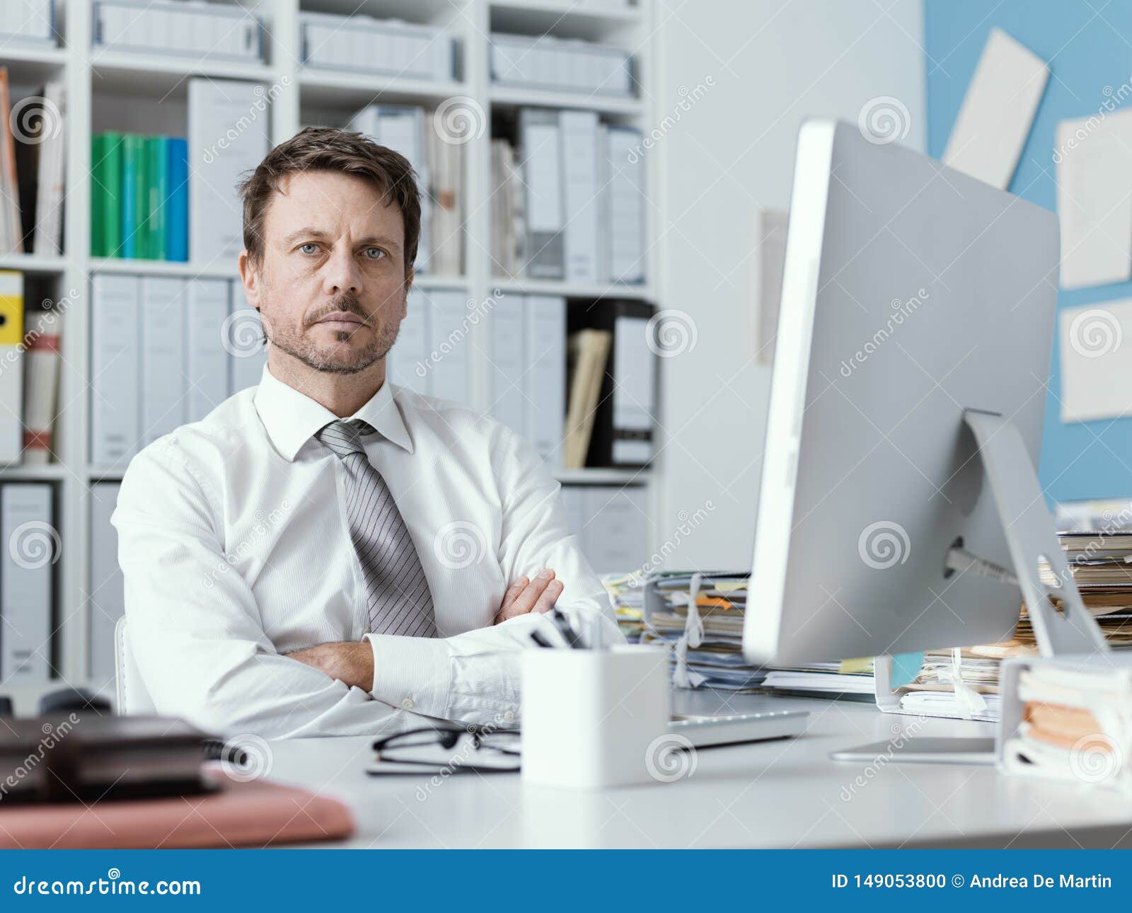 Confident Business Executive Working in the Office Stock Photo - Image ...